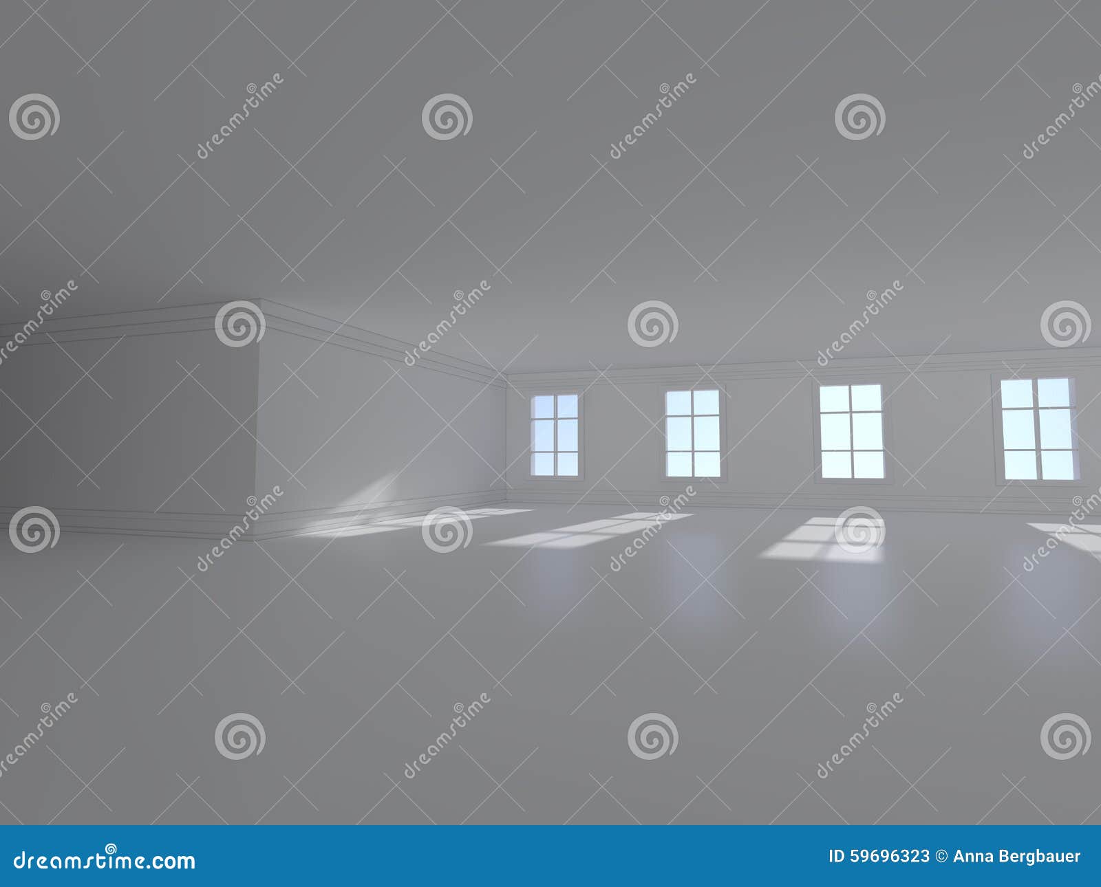 White Room with Window 3D Rendering Stock Illustration - Illustration ...