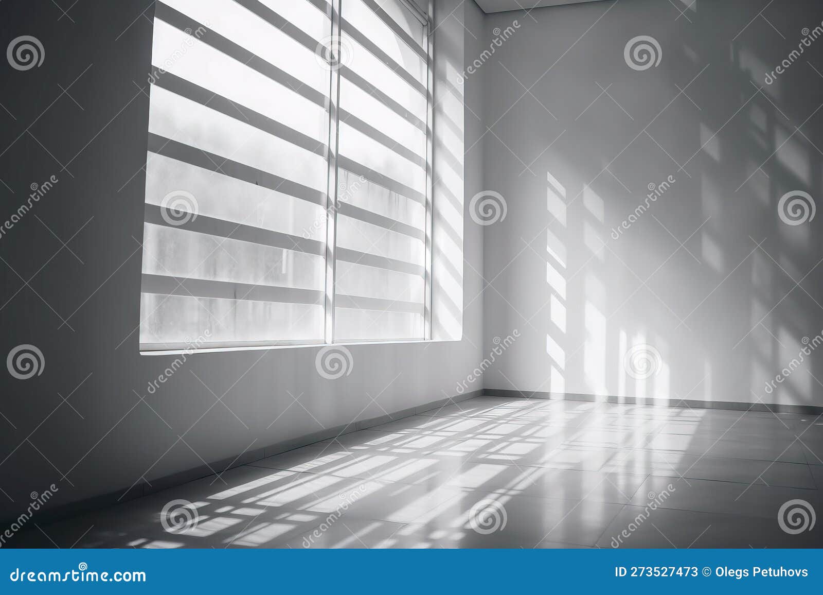 A White Room with a Window and a Light Coming through the Blinds on the ...