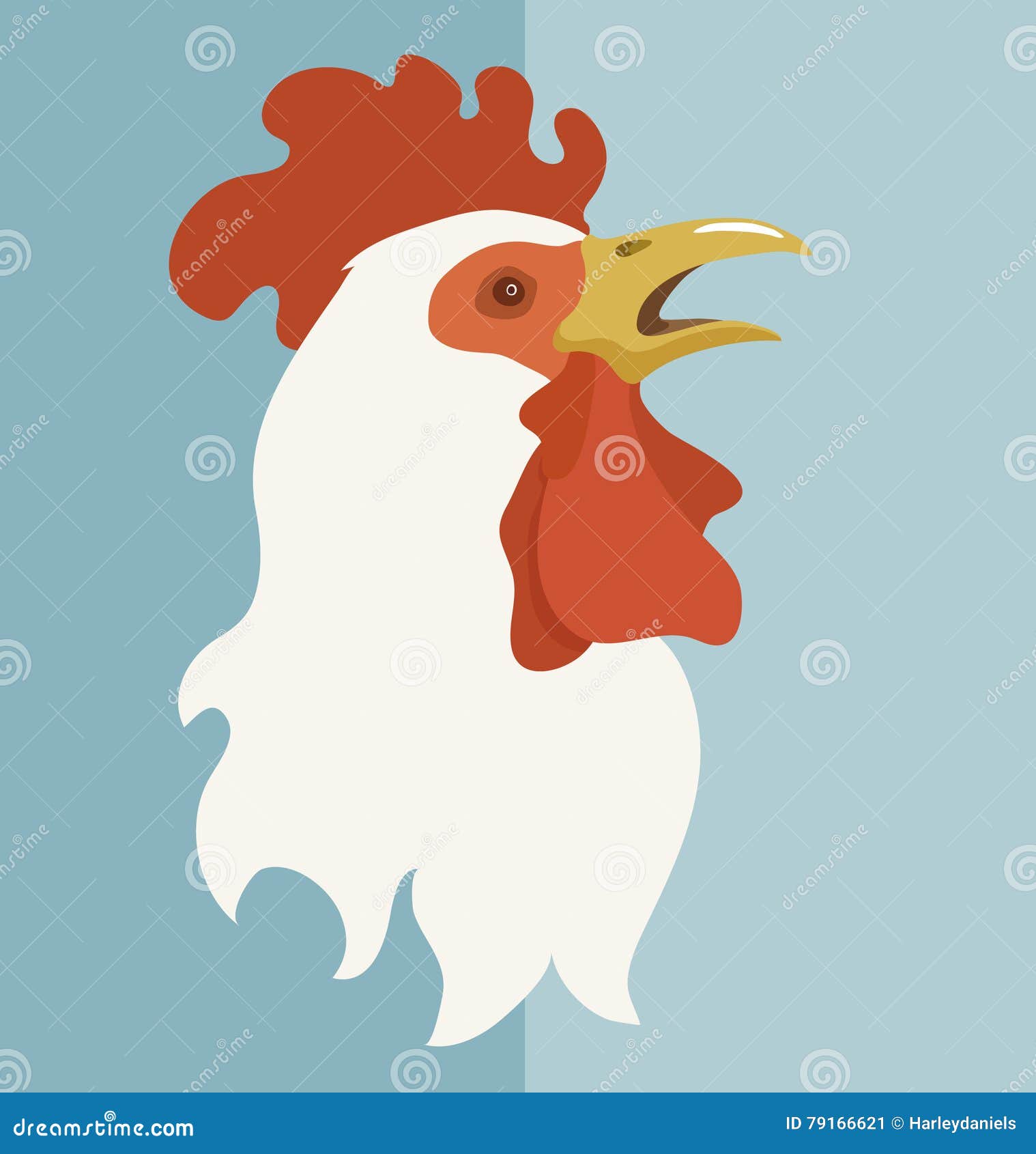 White Rooster with Open Beak Stock Vector - Illustration of beak ...