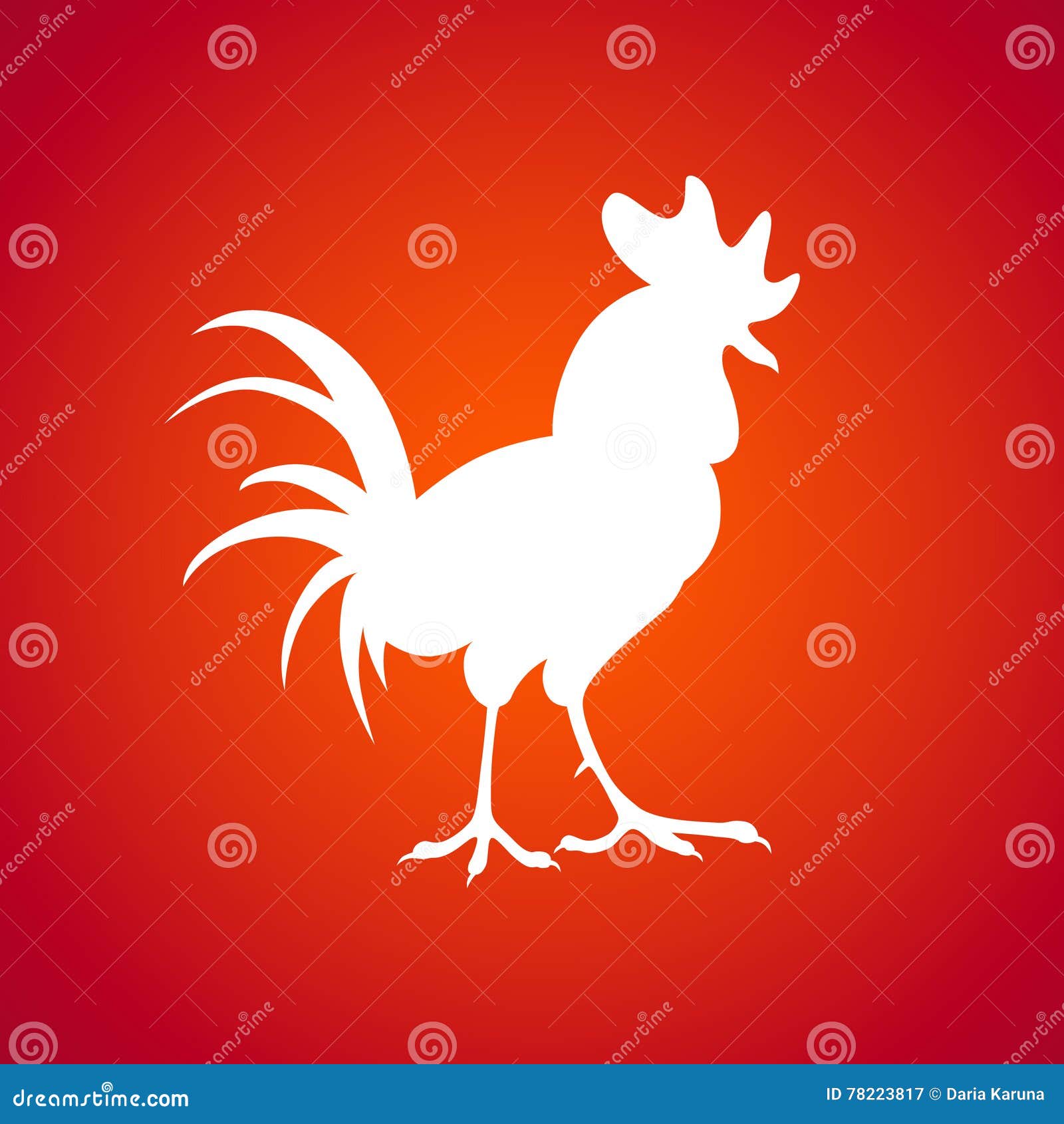 White Rooster on a Red Background. Stock Vector - Illustration of ...