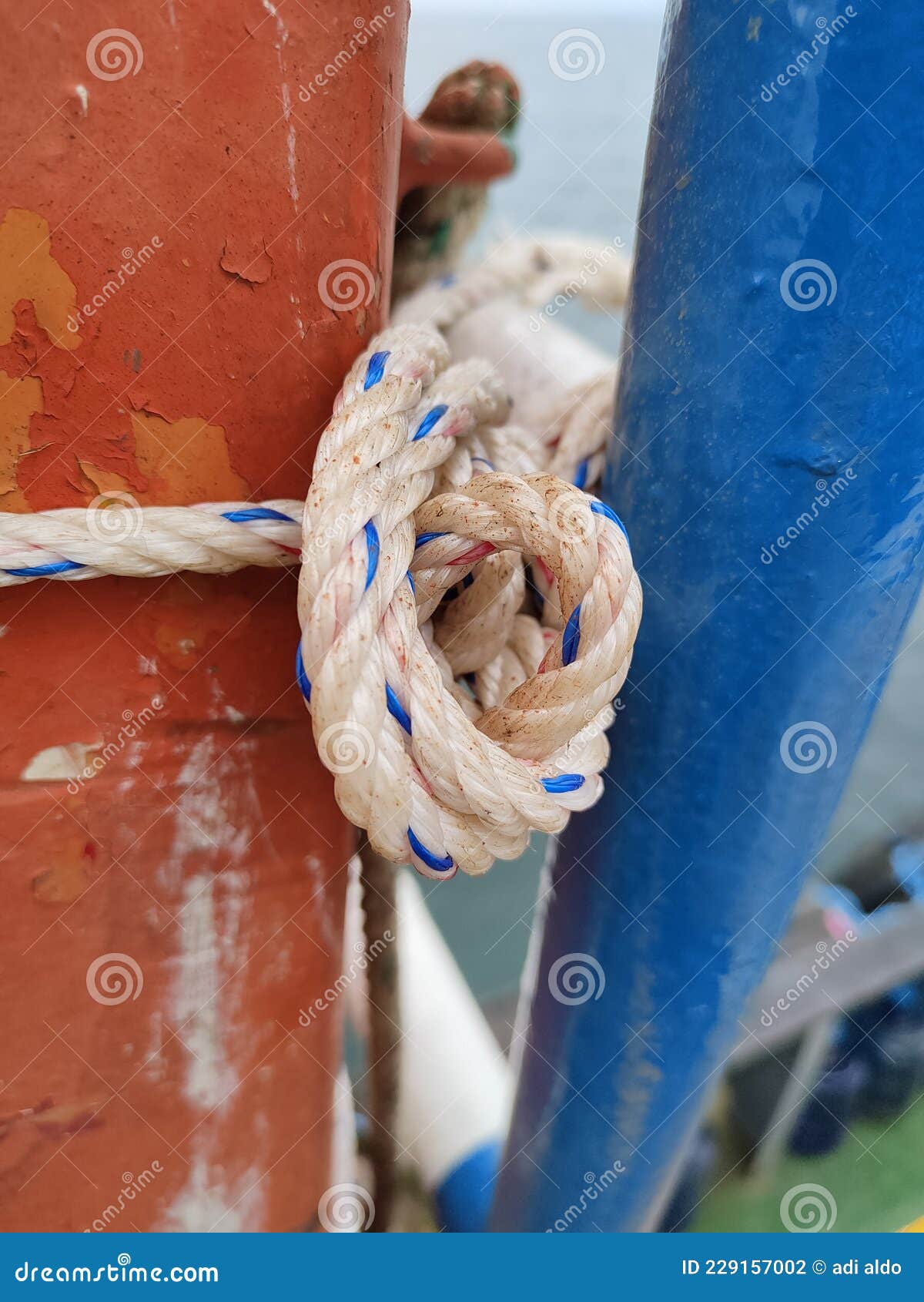 White Rope with a Binding Fiber that Binds on the Boat 12 Stock Photo ...