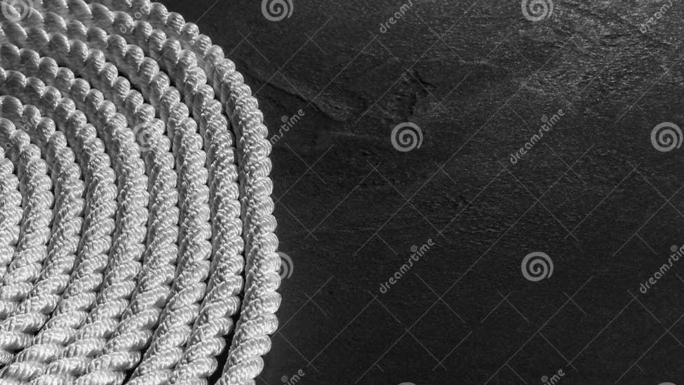 White Rope at Black Background, with Copy Space Stock Image - Image of ...