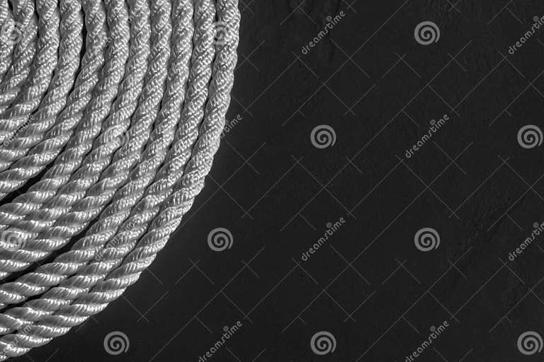 White Rope at Black Background, with Copy Space Stock Photo - Image of ...