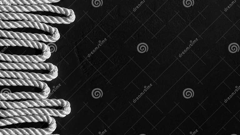 White Rope at Black Background, with Copy Space Stock Photo - Image of ...