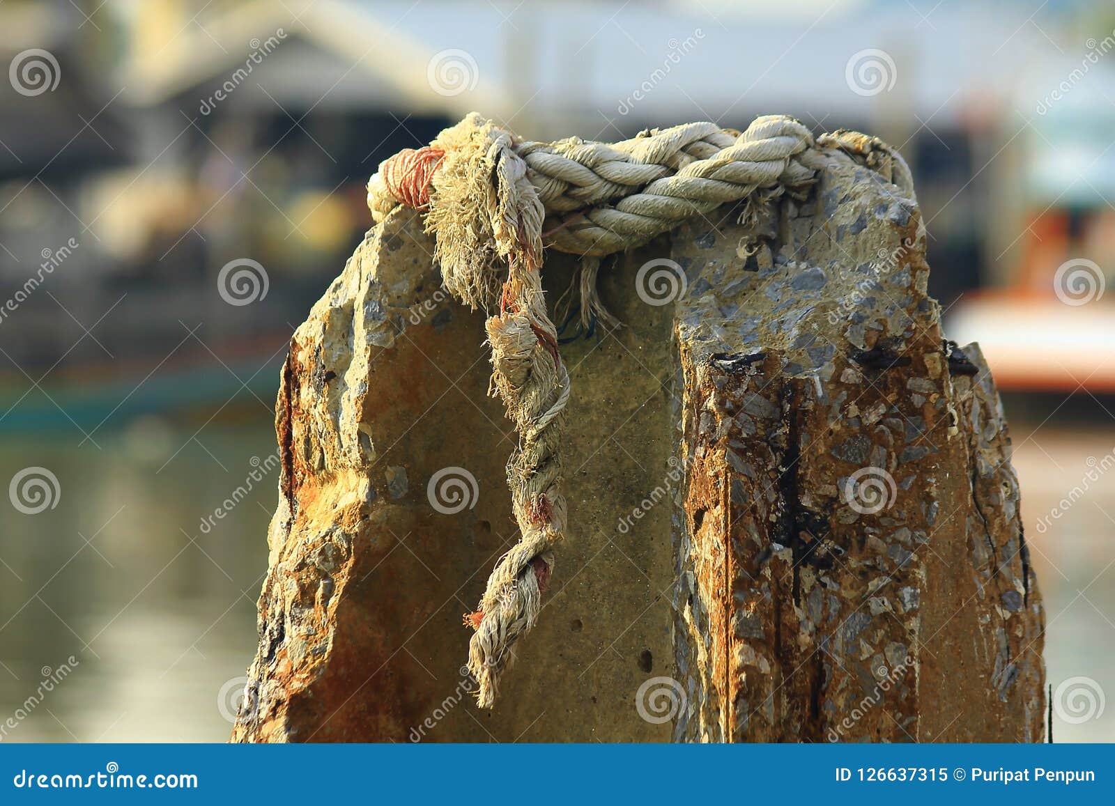 White Rope on Concrete Pole. Stock Image - Image of equipment, circle ...