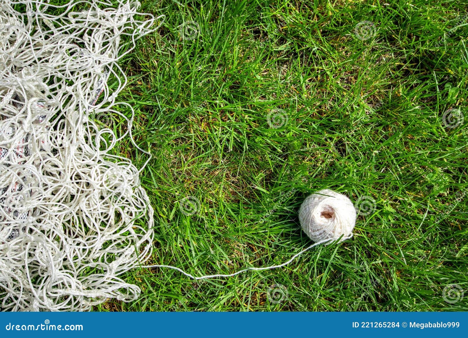 White Rope in Green Grass or Lawn Stock Photo - Image of cable ...