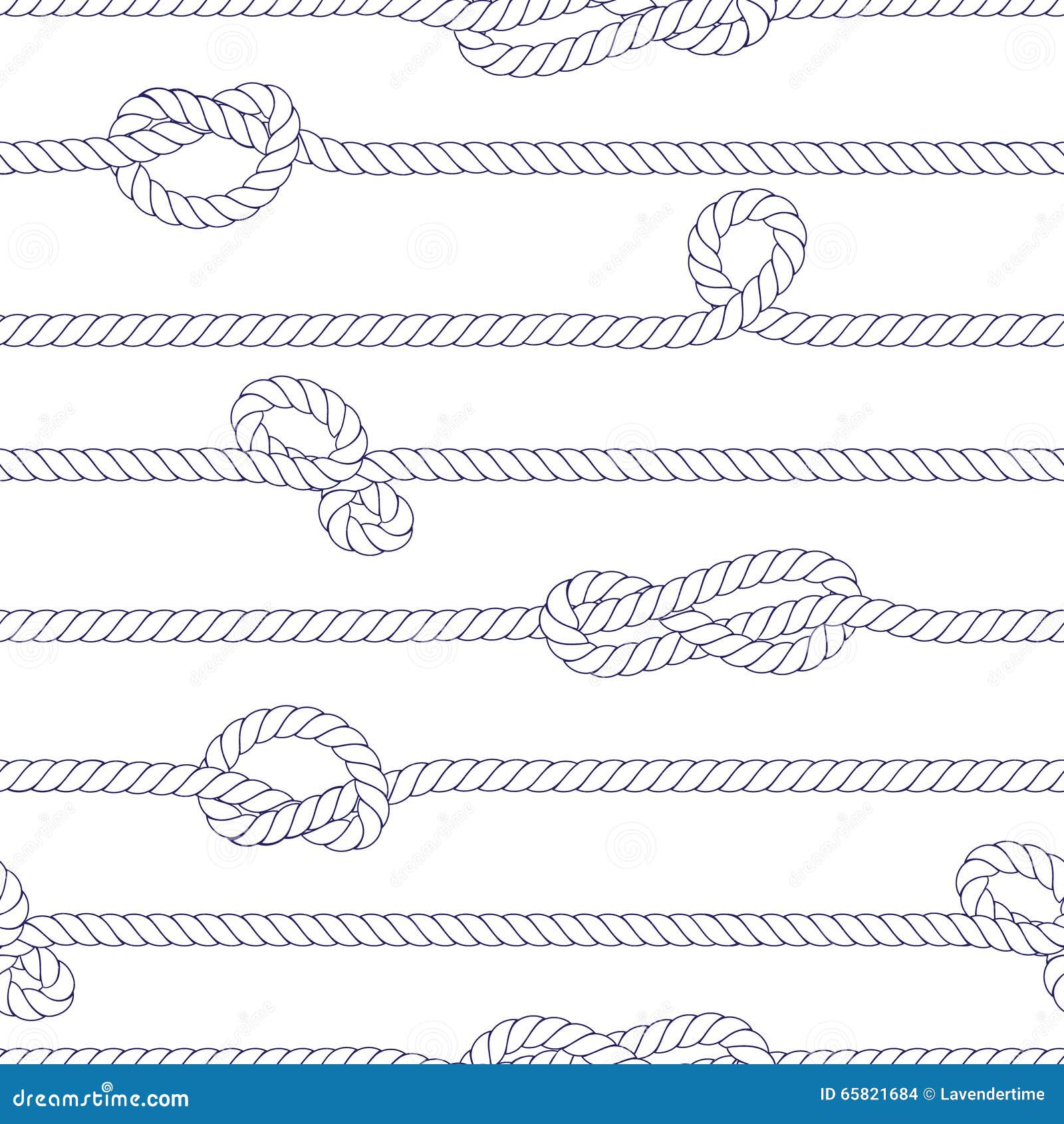 White Rope with Knots Seamless Vector Print Stock Vector - Illustration ...