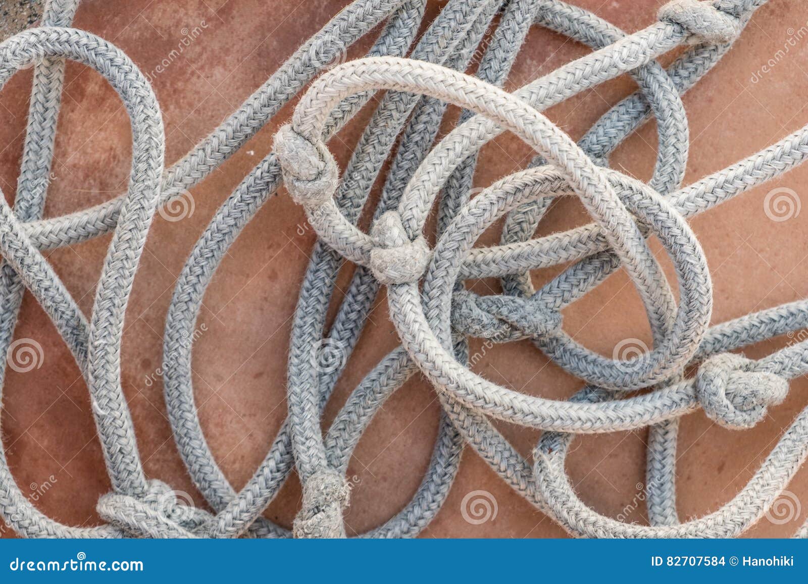 White Rope with Knots on Vintage Background - Stock Photo - Image of ...