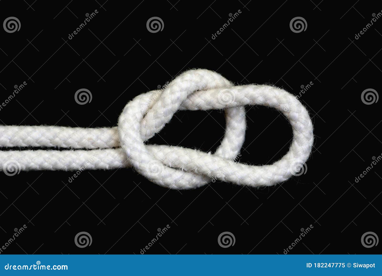 A White Rope Tied with Running Knot on Black Background Stock Image ...