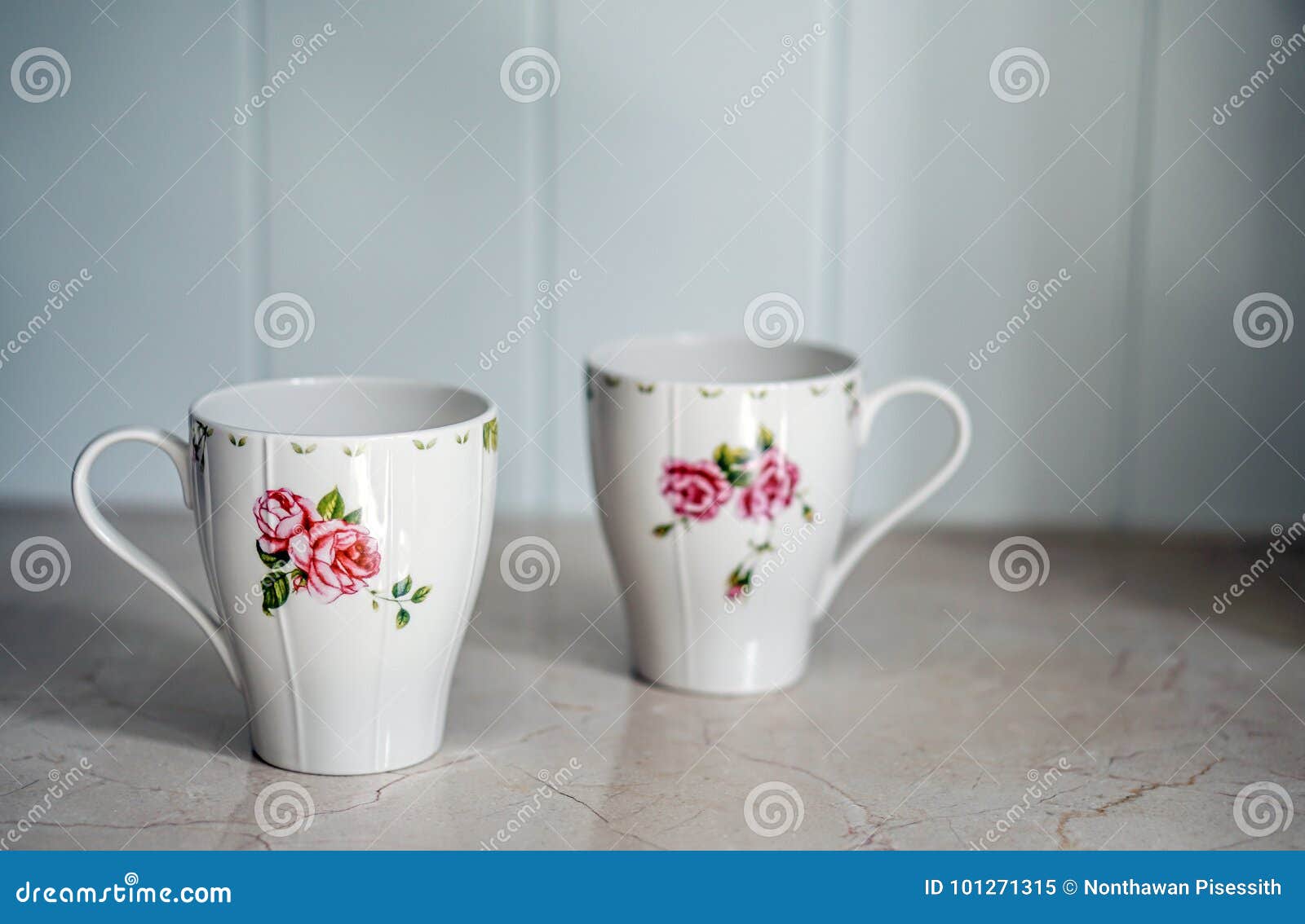 White Rose Flower Floral Pattern Cup Stock Image - Image of beverage ...