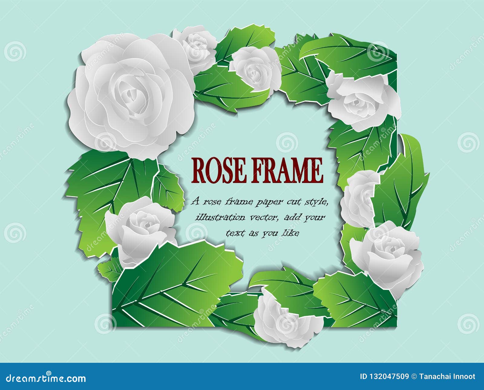 A White Rose Frame Paper Cut Style Stock Vector - Illustration of style ...