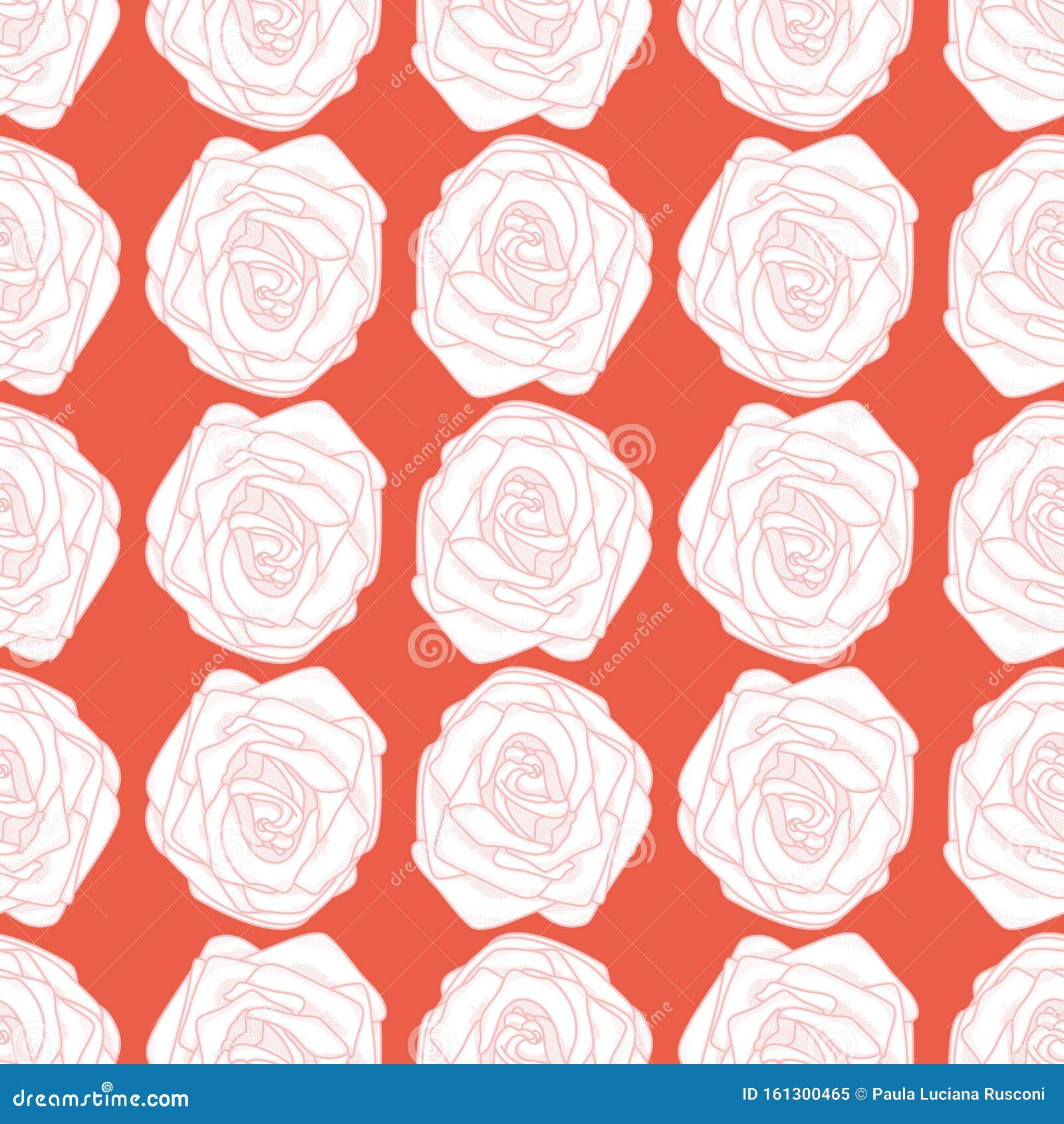 White Rose Vector Repeat Pattern Stock Vector - Illustration of blossom ...