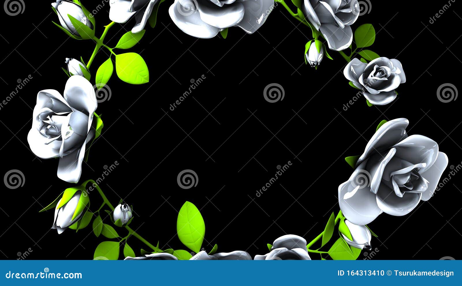 White Roses Frame on Black Text Space Stock Illustration - Illustration ...