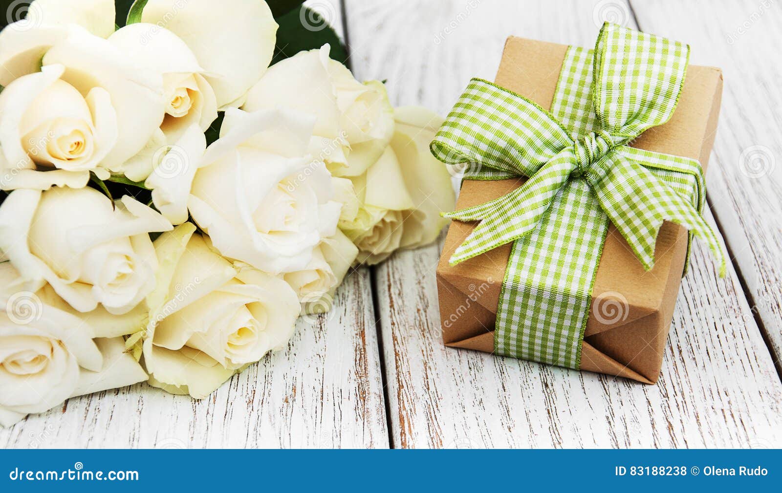 White roses and gift box stock photo. Image of bridal - 83188238