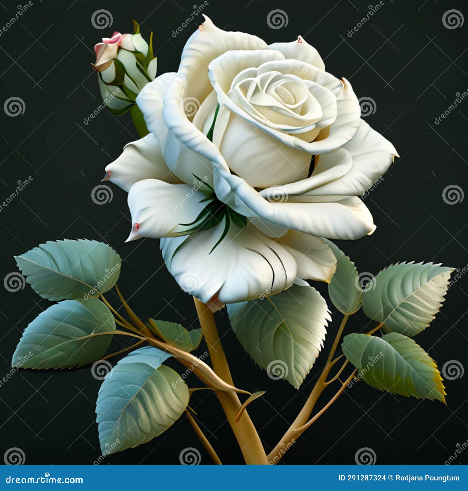 White Roses Have Sharp Branches, Leaves and Thorns Stock Illustration ...