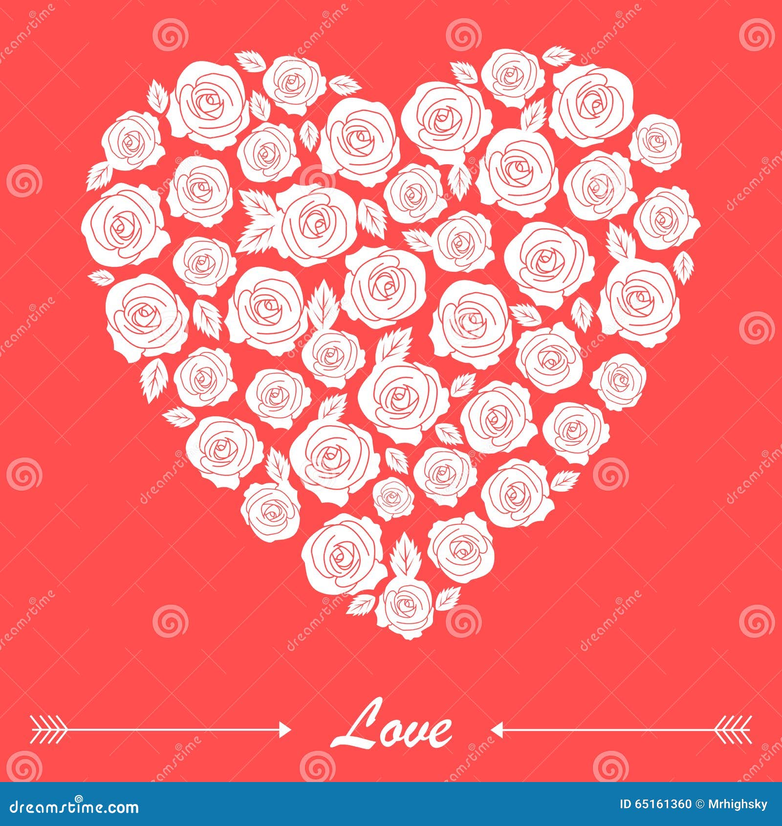 White Roses Heart Shape Card Design Stock Vector - Illustration of ...