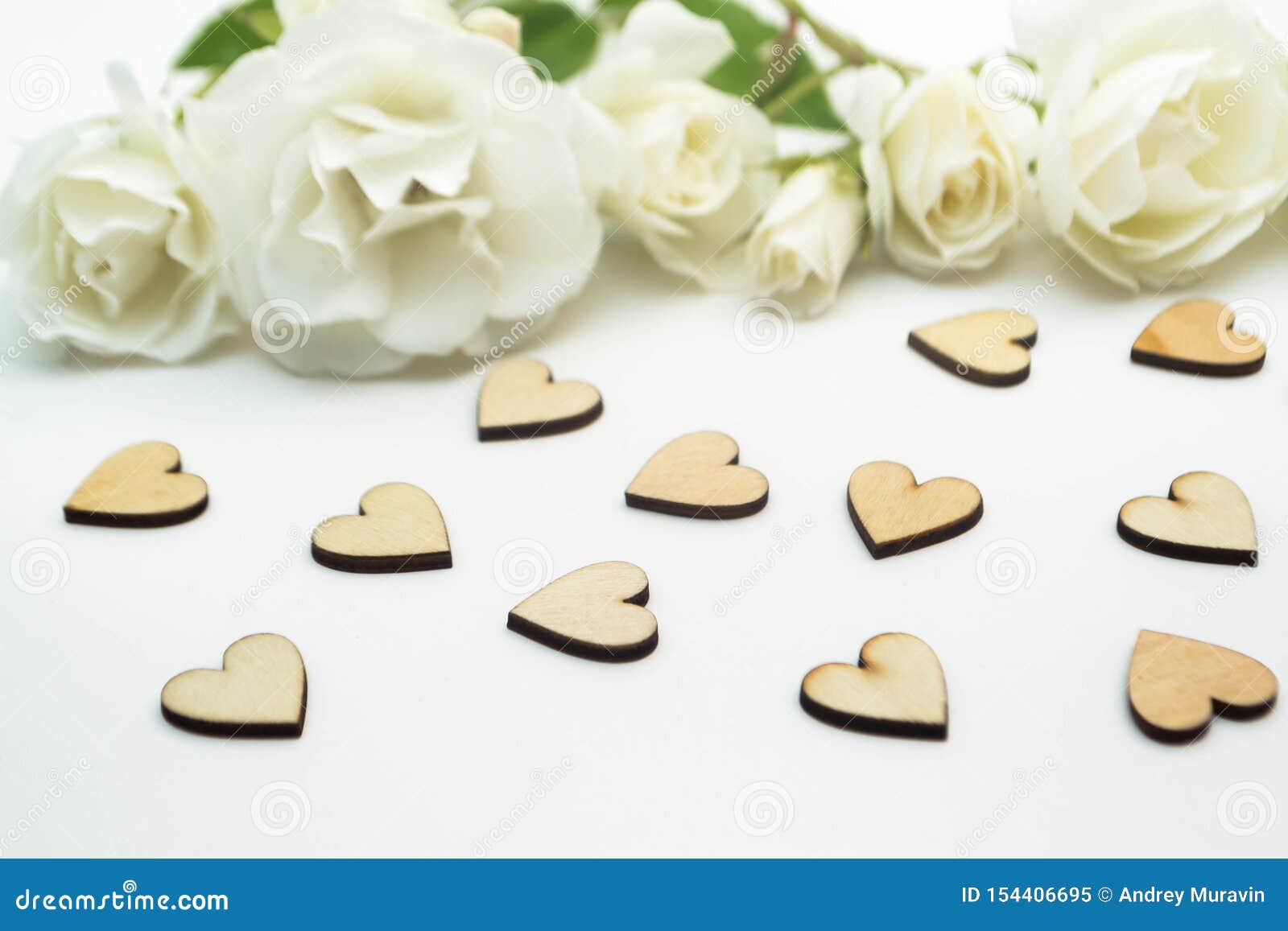 White roses and hearts stock image. Image of isolated - 154406695
