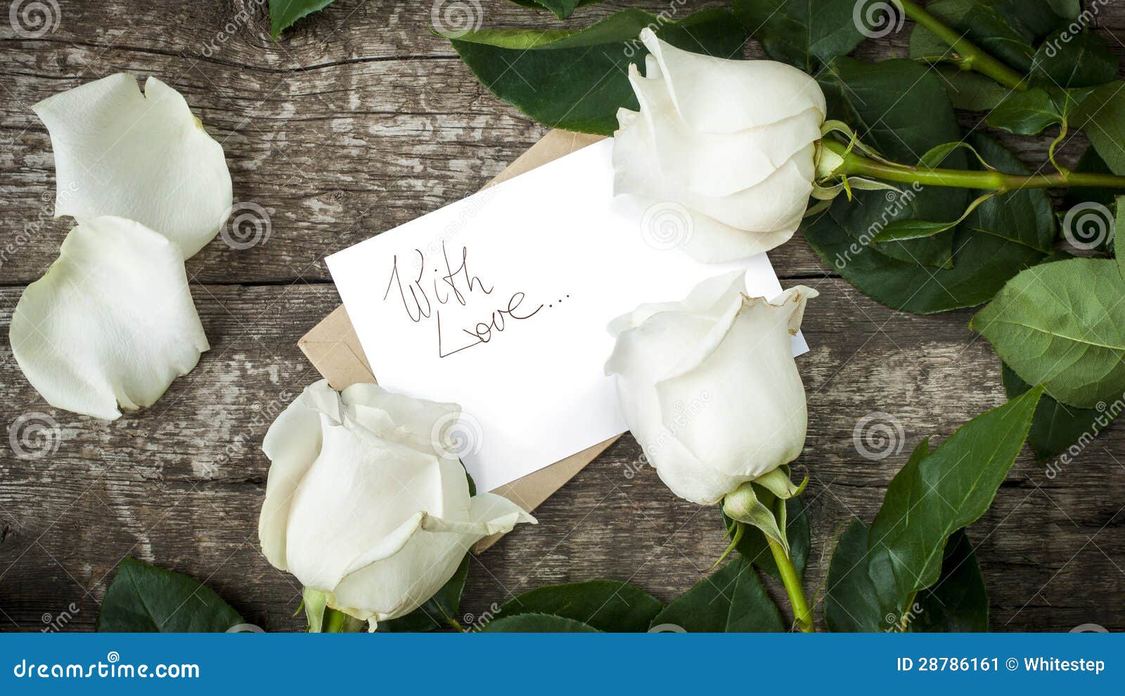 White Roses with Isolated Letter at the Table Stock Image - Image of ...