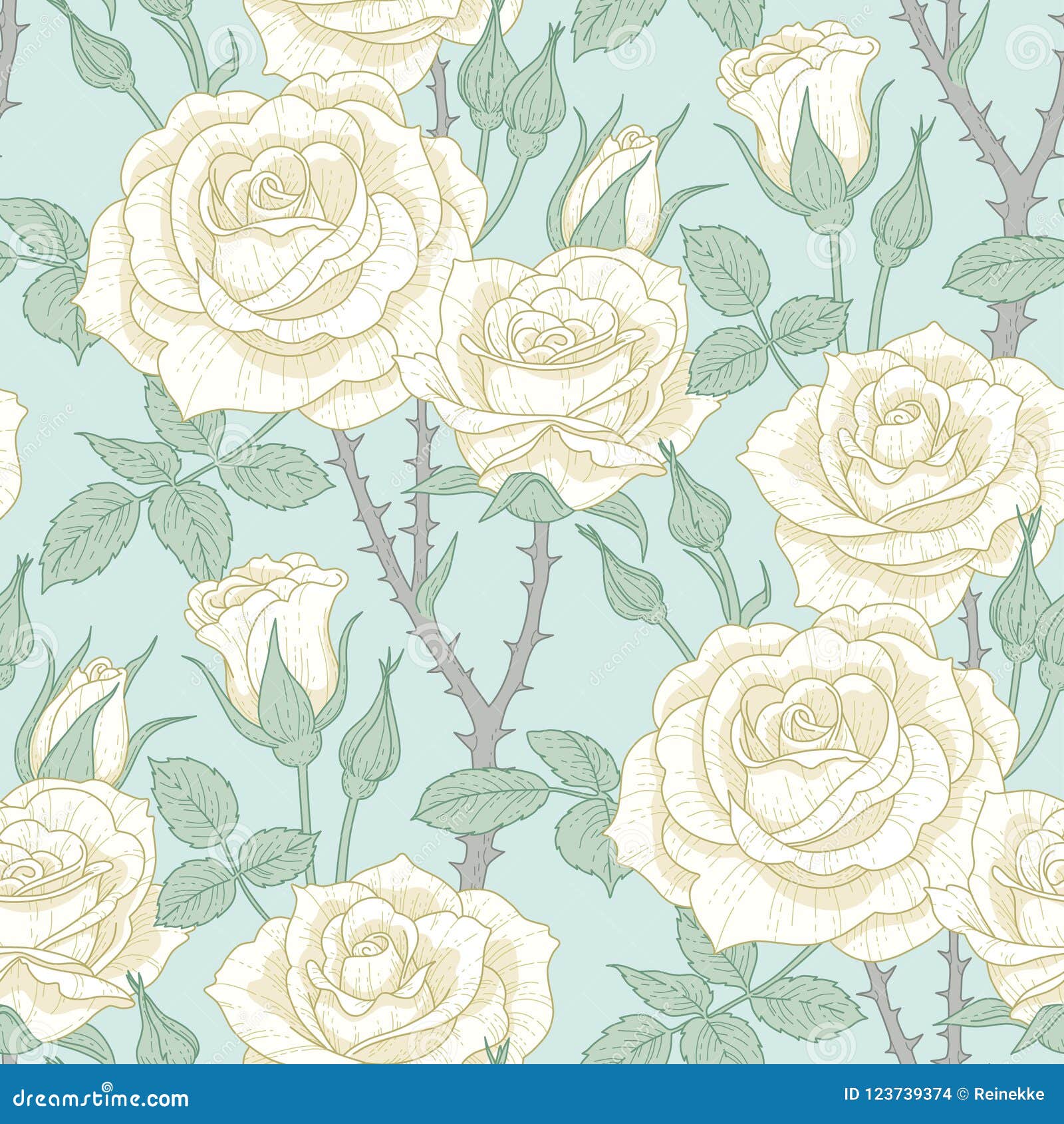White roses pattern stock vector. Illustration of elegant - 123739374