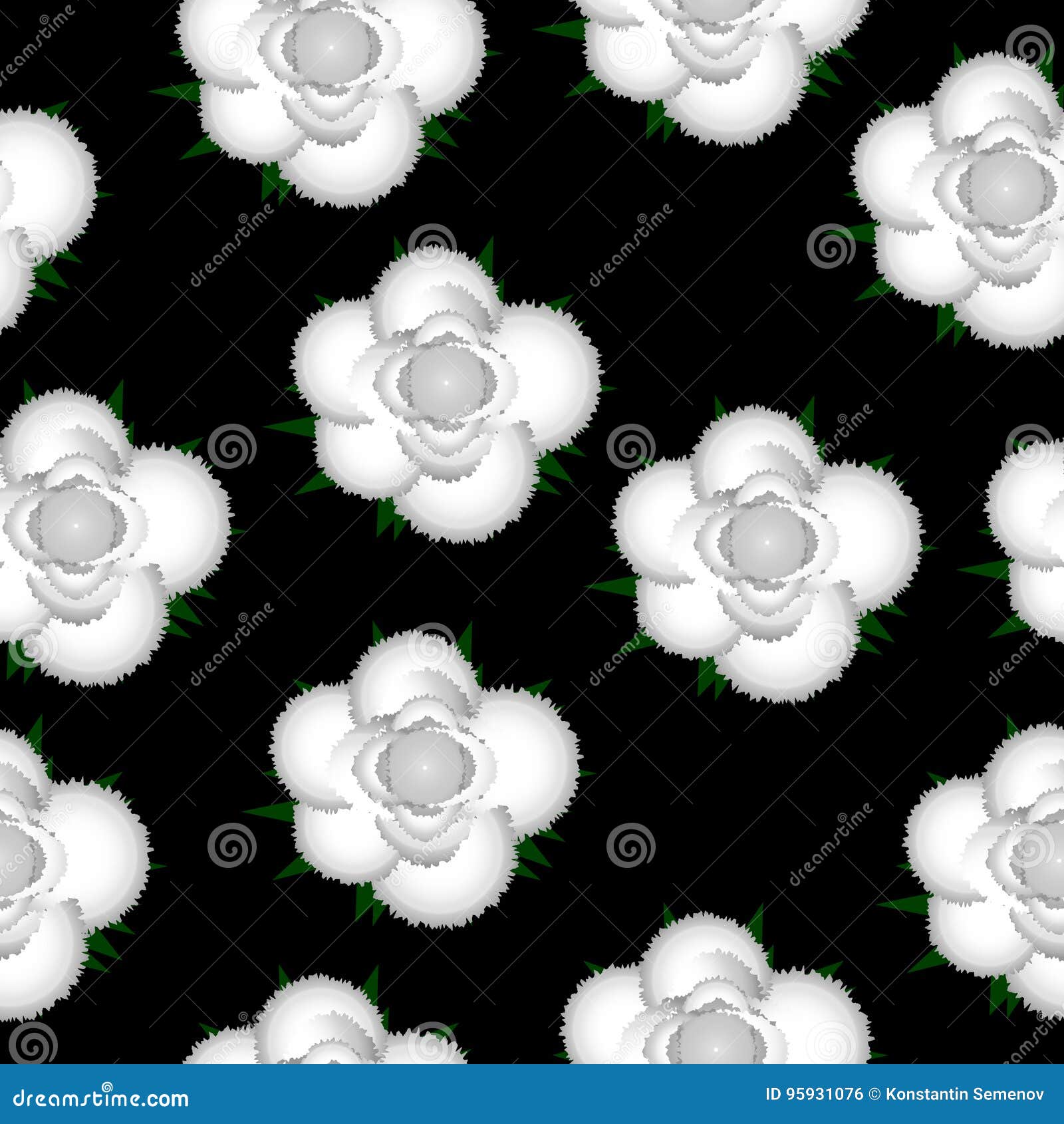 White Roses Seamless Pattern Background. Stock Illustration ...