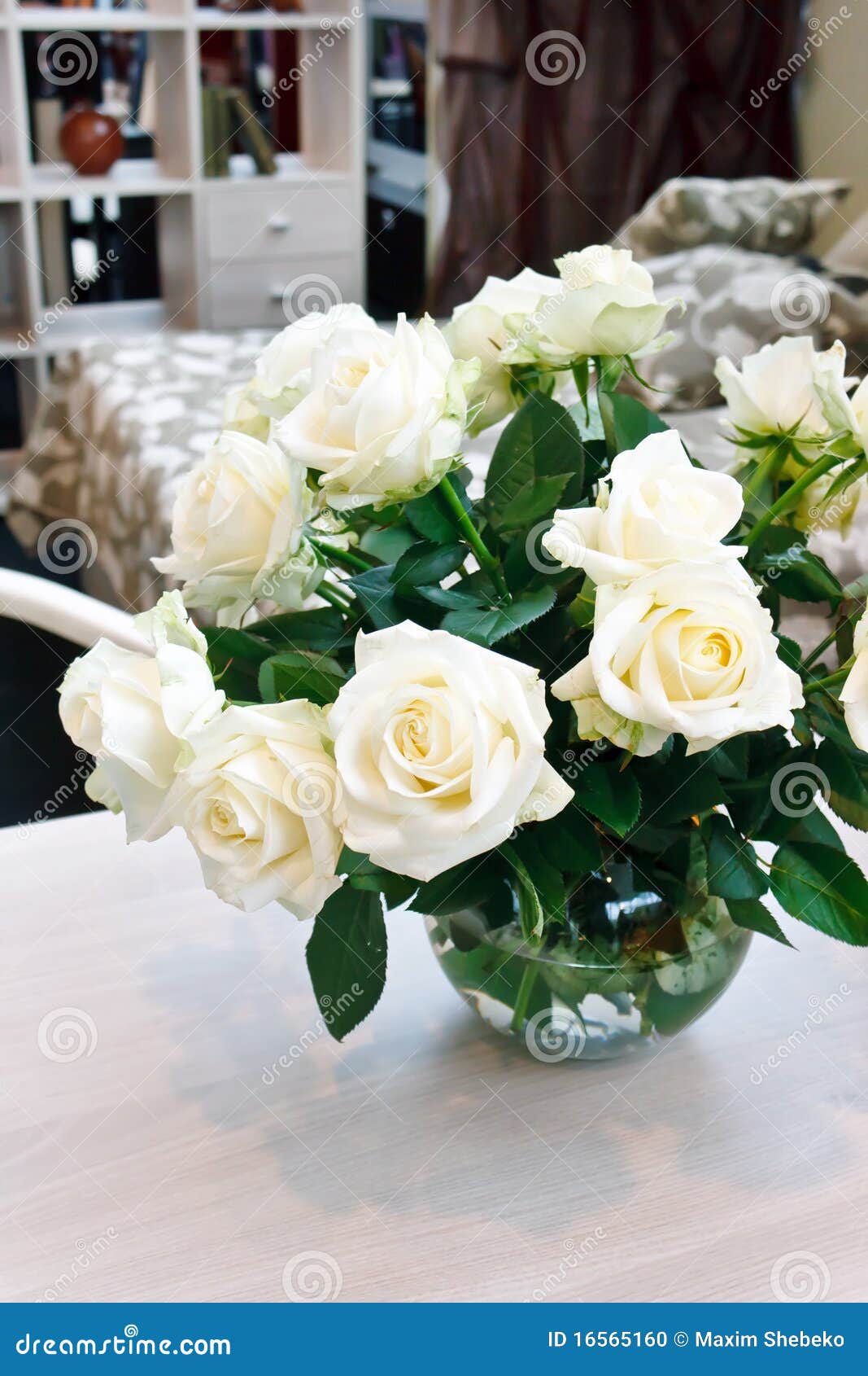 White roses on a table stock photo. Image of partment - 16565160