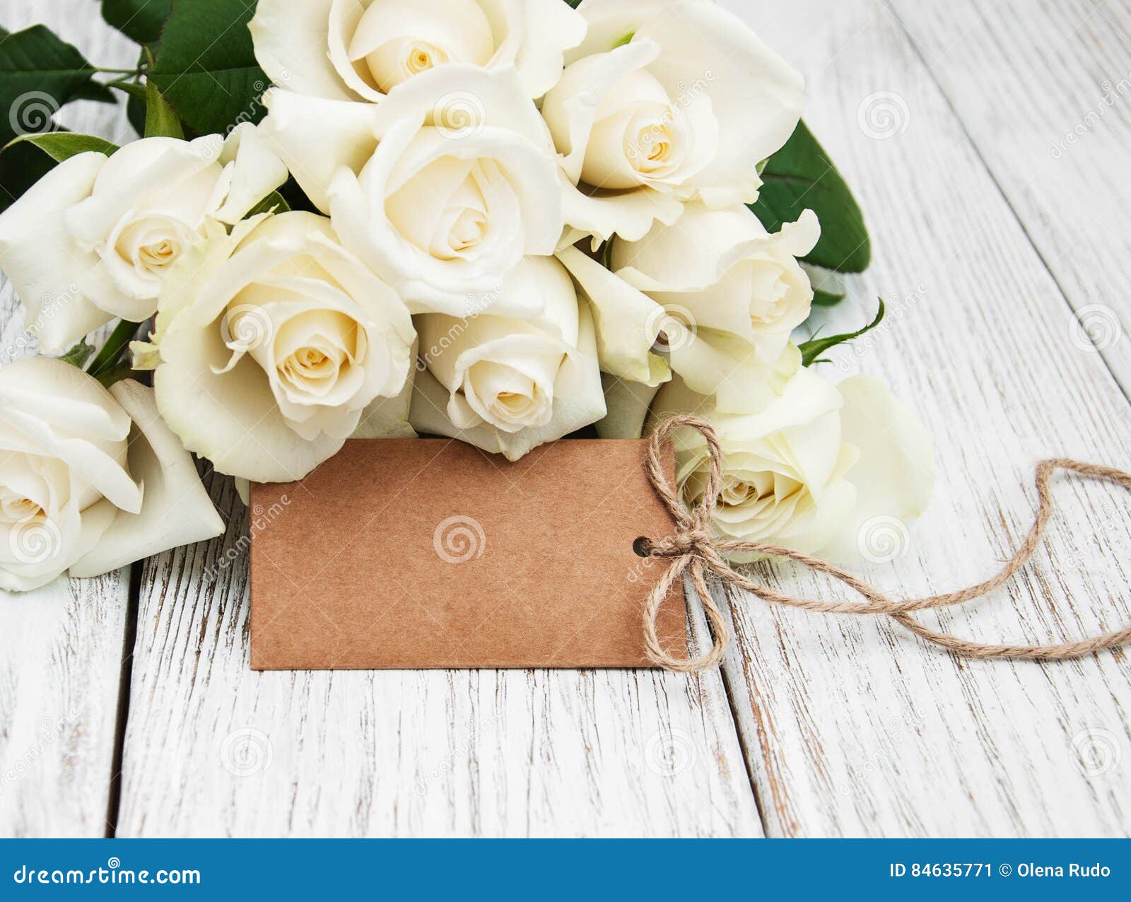 White roses with tag stock image. Image of anniversary - 84635771
