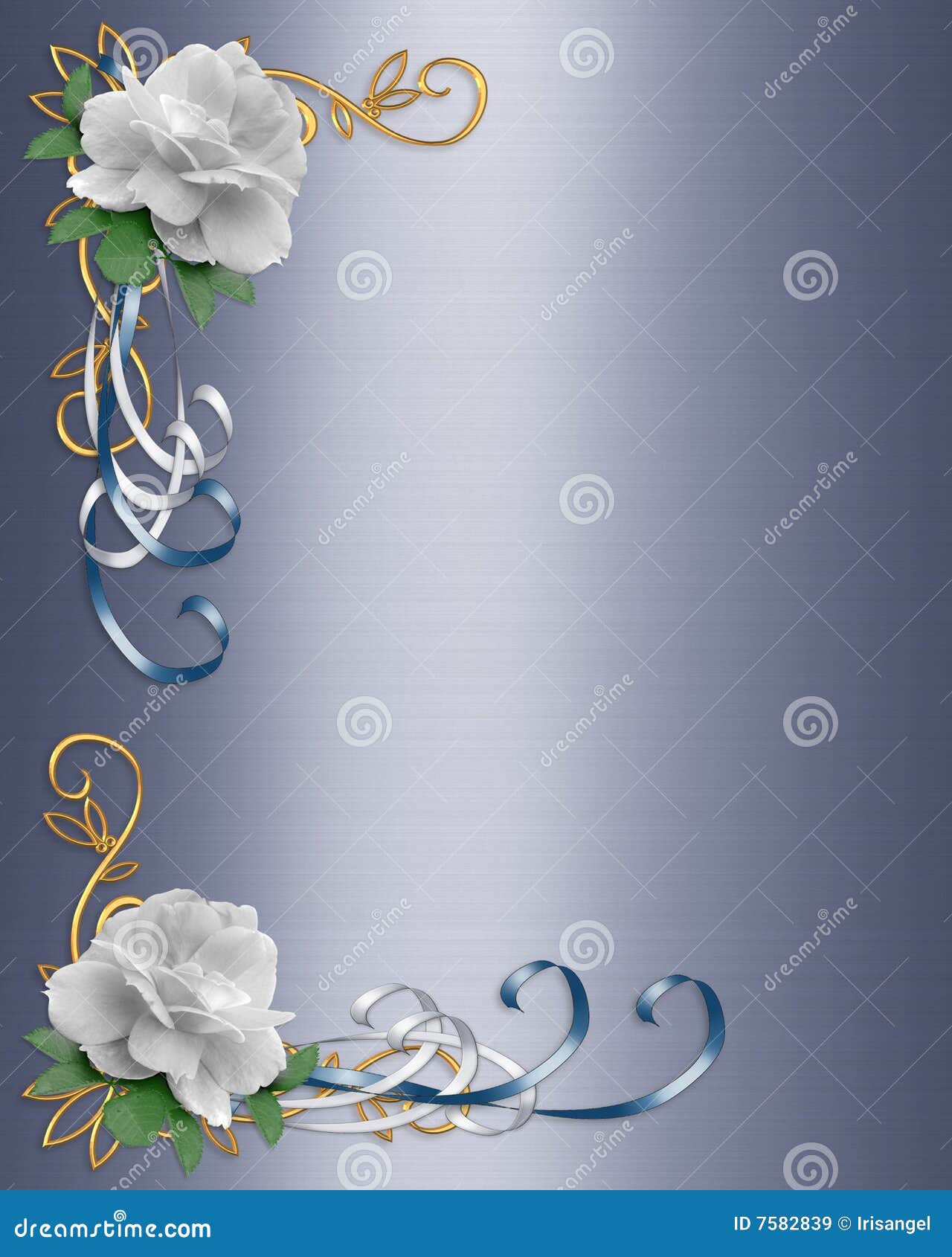 White Roses Wedding Invitation Border Stock Illustration - Illustration ...