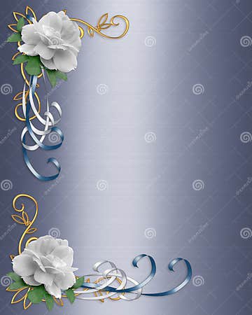 White Roses Wedding Invitation Border Stock Illustration - Illustration ...