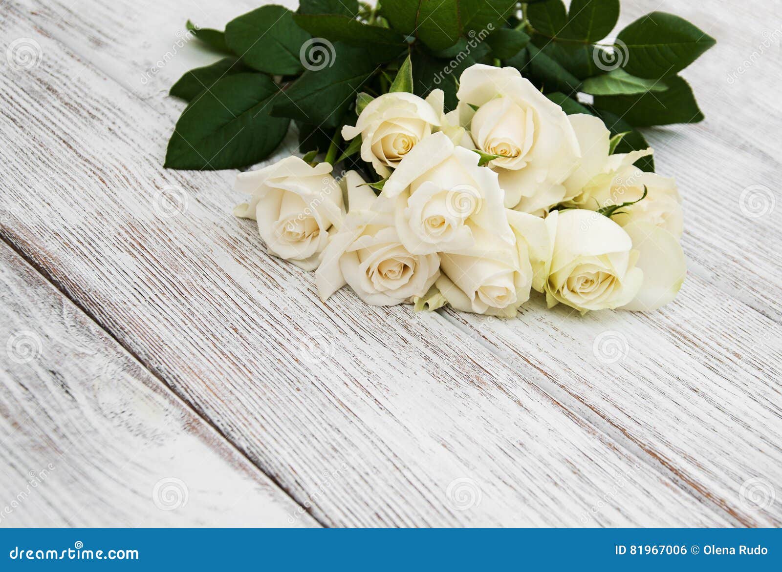 White Roses on a Wooden Table Stock Photo - Image of celebration ...