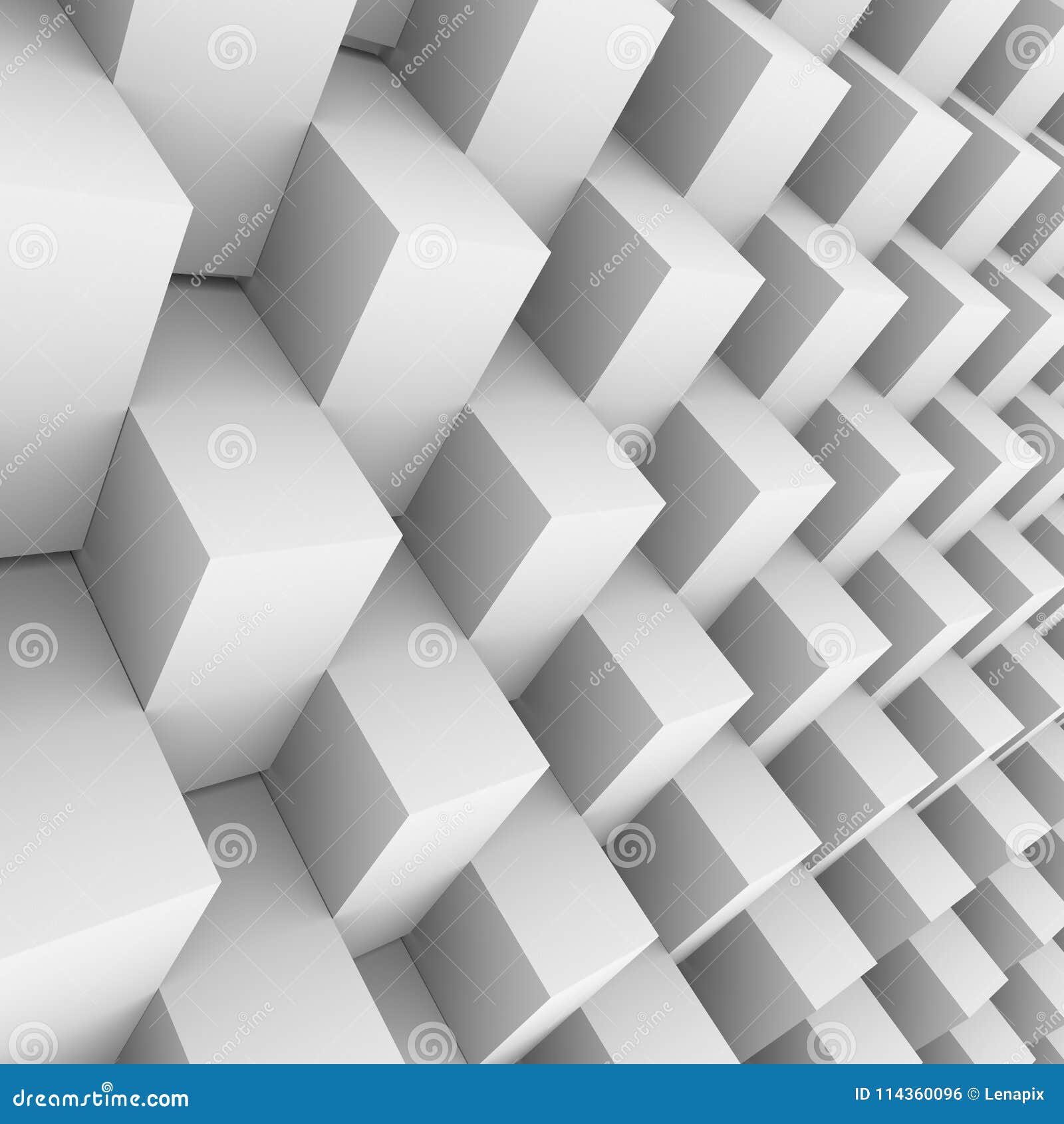 White Rotated 3D Blocks Wall Stock Illustration - Illustration of ...