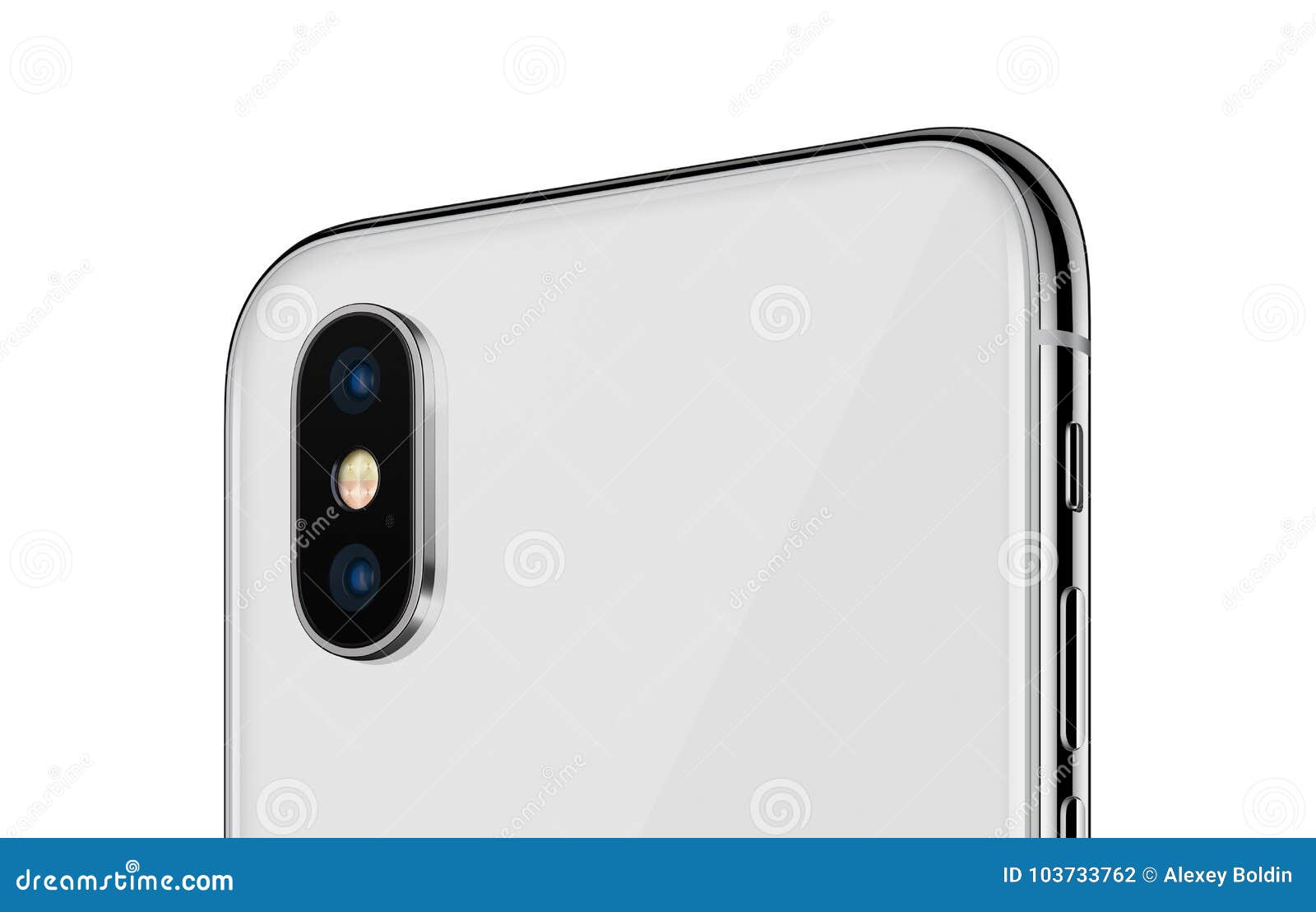 White Rotated Smartphone Similar To IPhone X Back Side Close Up with ...