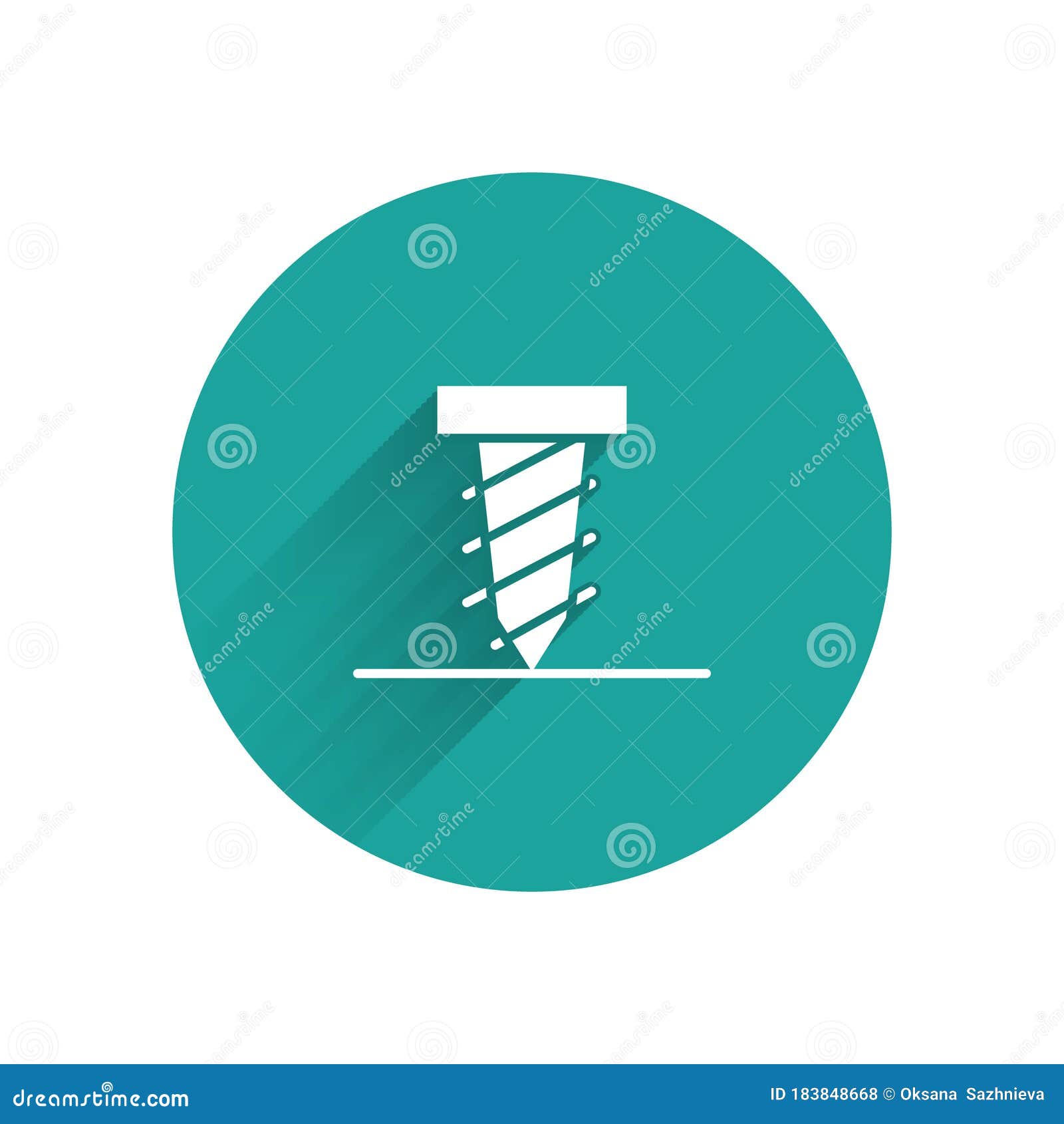 White Rotating Drill Digging a Hole in a Ground Icon Isolated with Long ...