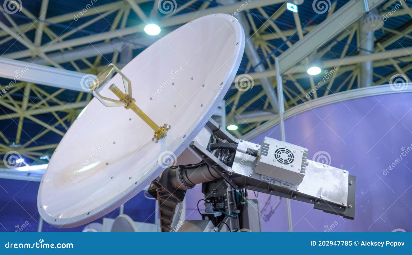White Rotating Satellite Dish Antenna Using To Receive or Transmit ...