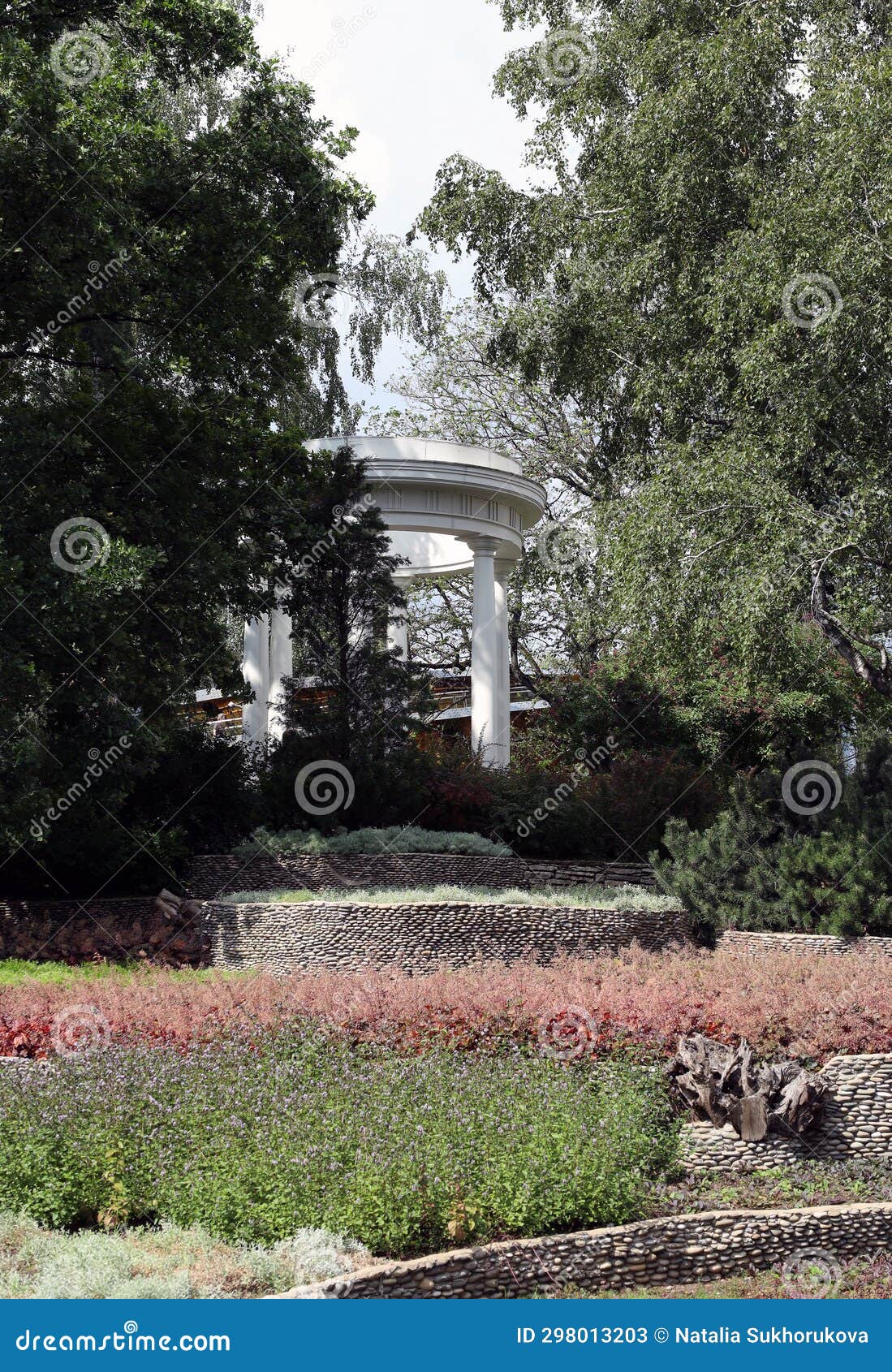 White Rotunda in the Park between the Trees. Small Architectural Forms ...