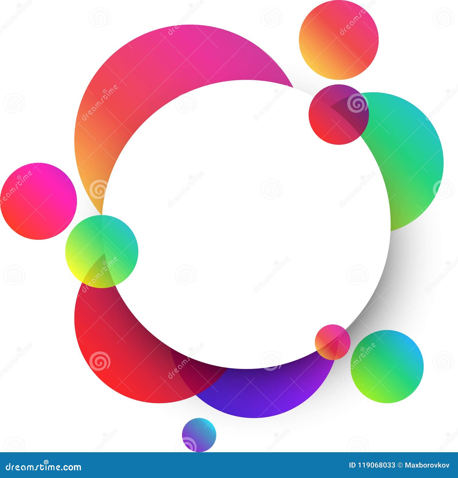 White Round Background with Colour Spots. Stock Vector - Illustration ...
