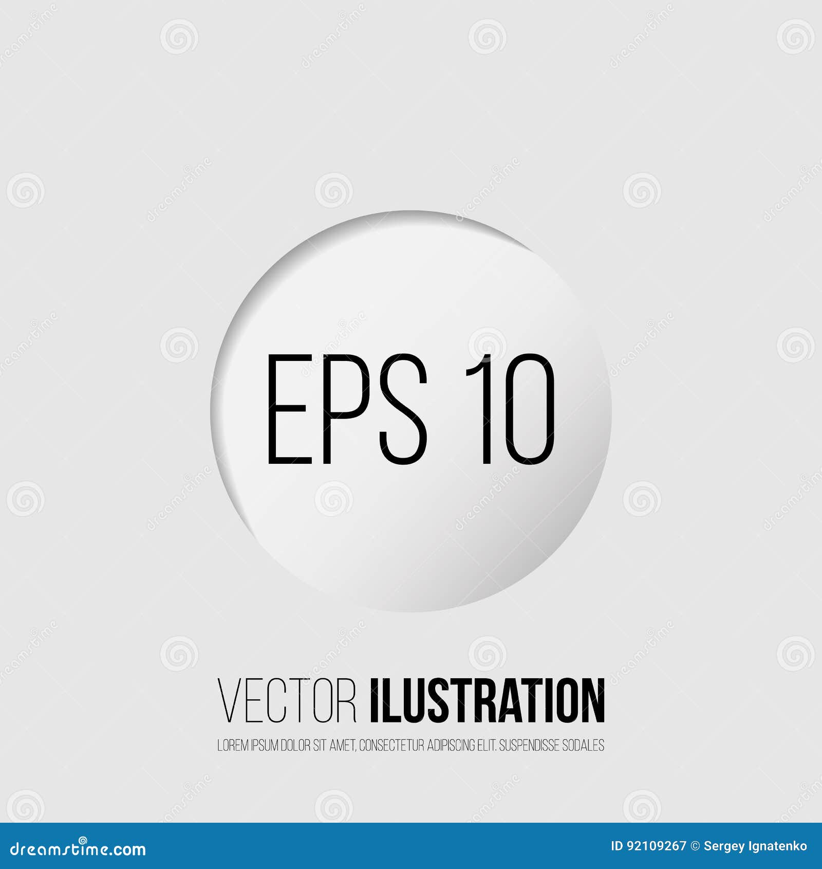 White Round Banner with Shadow on a Gray Background with Waves. Vector ...