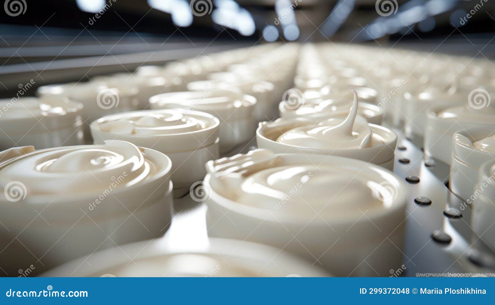 White Round Bottles of Face Cream in Rows, Cosmetics Laboratory ...
