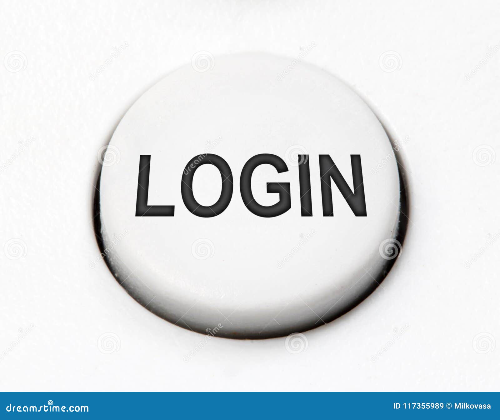 A White Round Button Switch - Log in, Close Up Stock Image - Image of ...