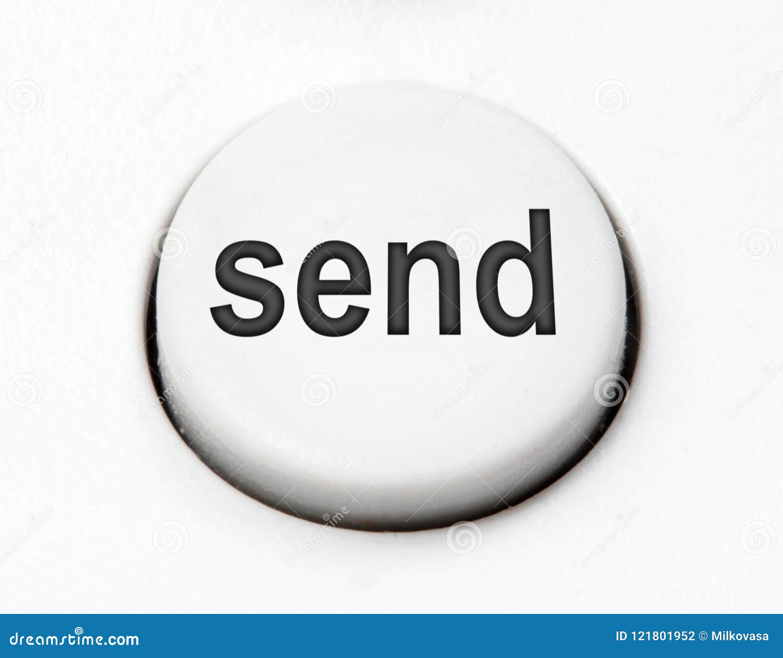 A White Round Button Switch - Send, Close Up. Stock Photo - Image of ...