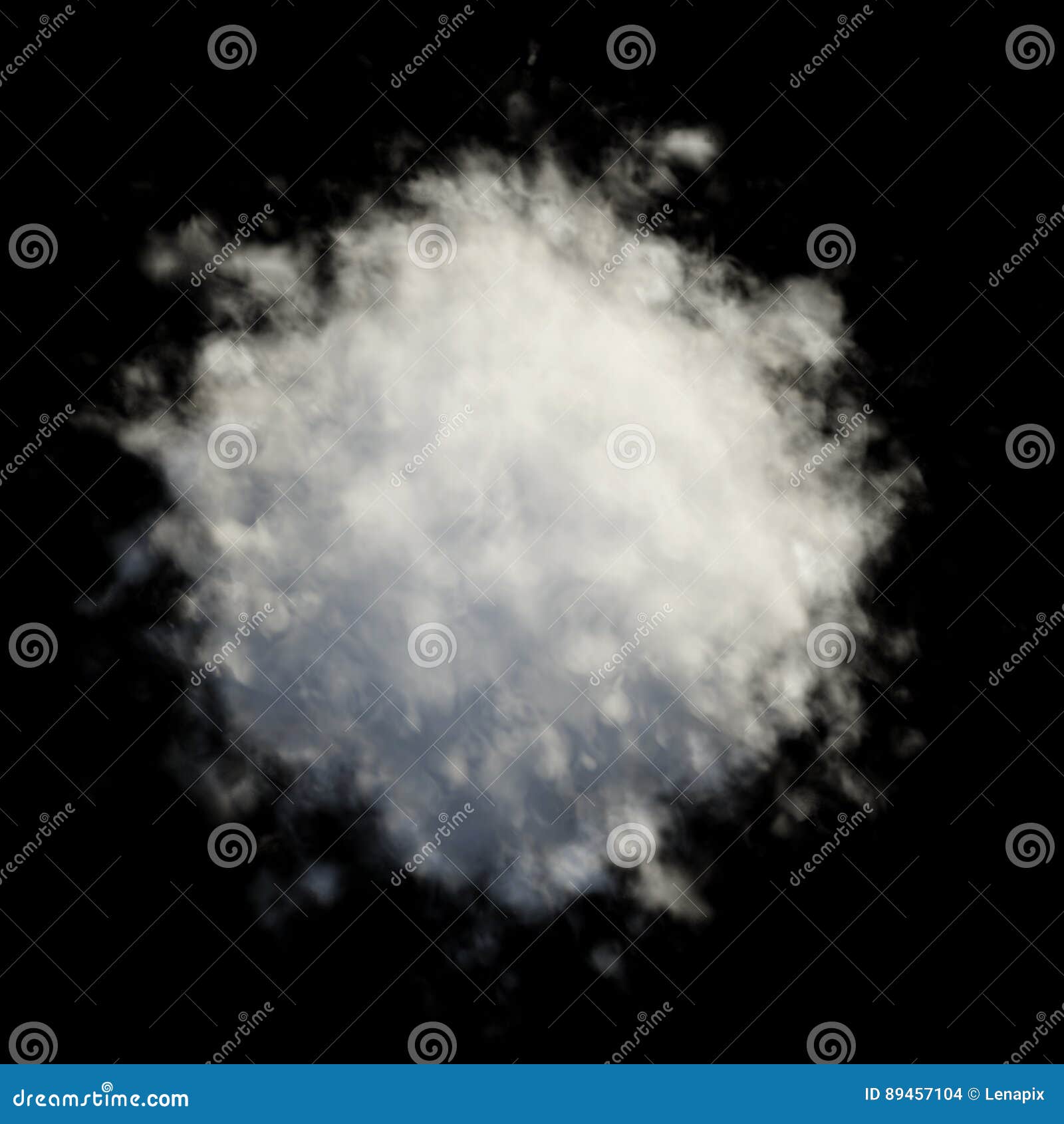 White Round Cloud Isolated on Black Background. Stock Illustration ...