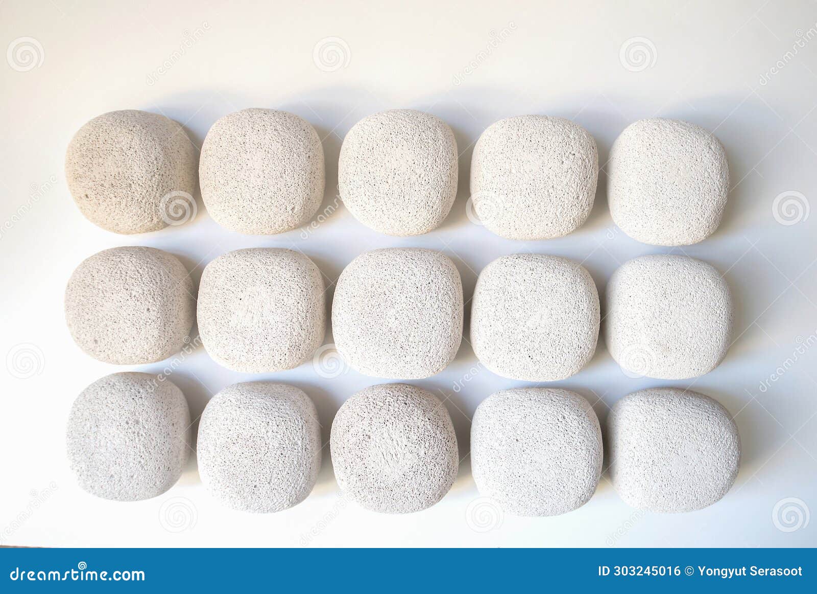 The White Round Concrete Blocks Resemble Many Stones Arranged Stock ...