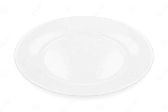 White Round Empty Plate Side View Isolated on White Background Stock ...