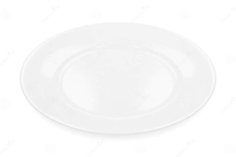 White Round Empty Plate Side View Isolated on White Background Stock ...