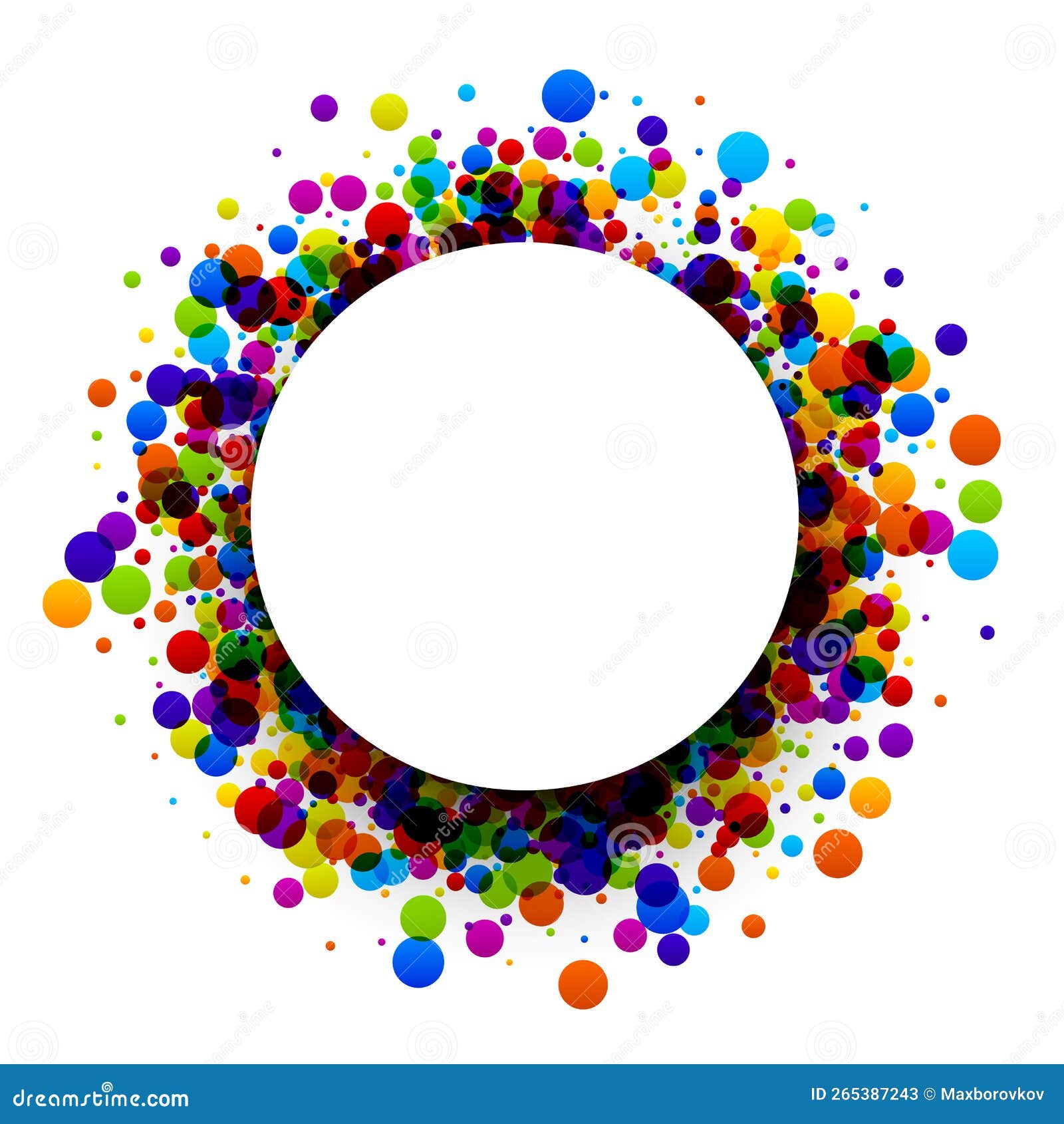 White Round Frame with Colorful Round Dots Confetti Stock Vector ...