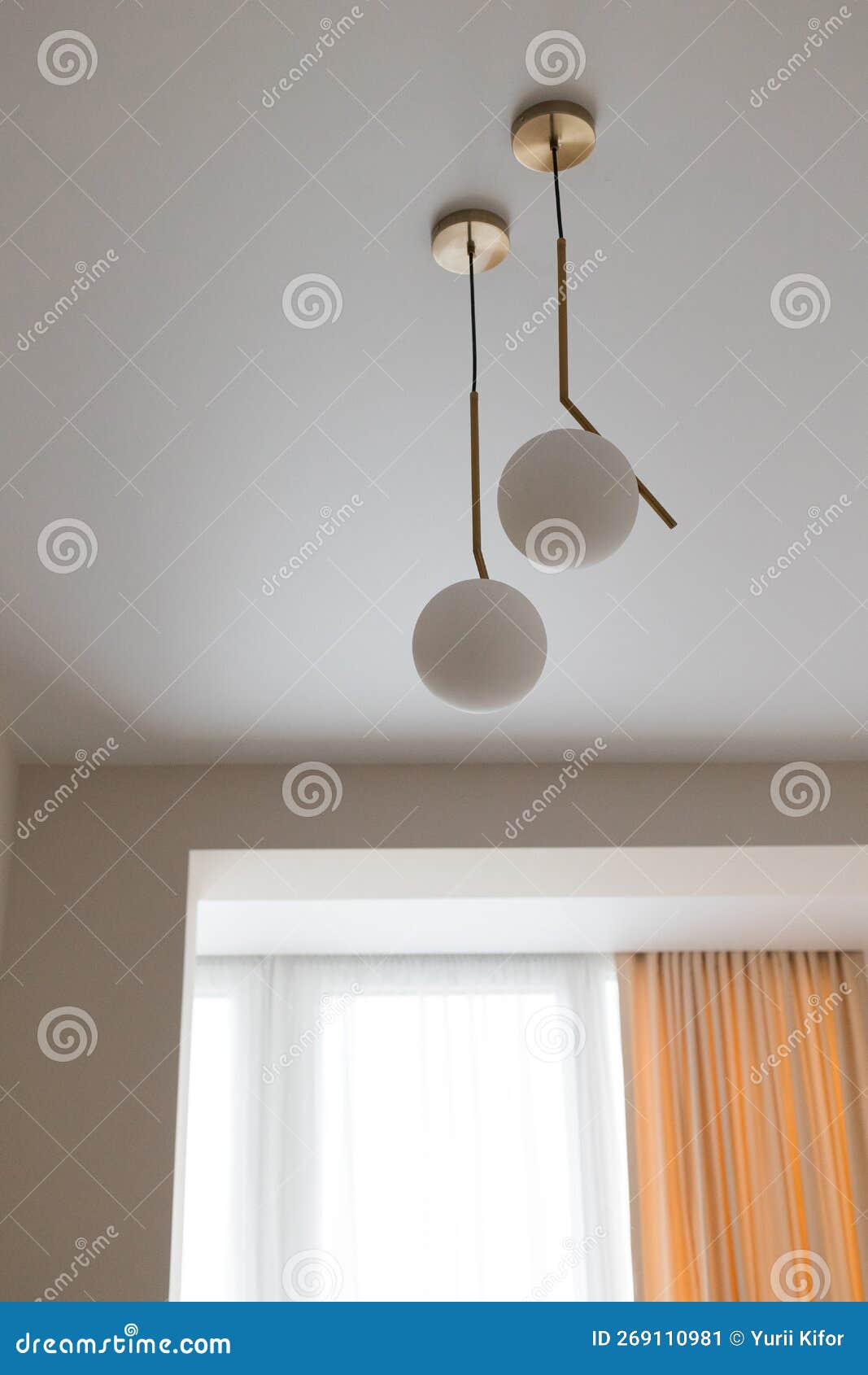 A White Round Light Bulb in a Modern Interior of a House Room Stock ...