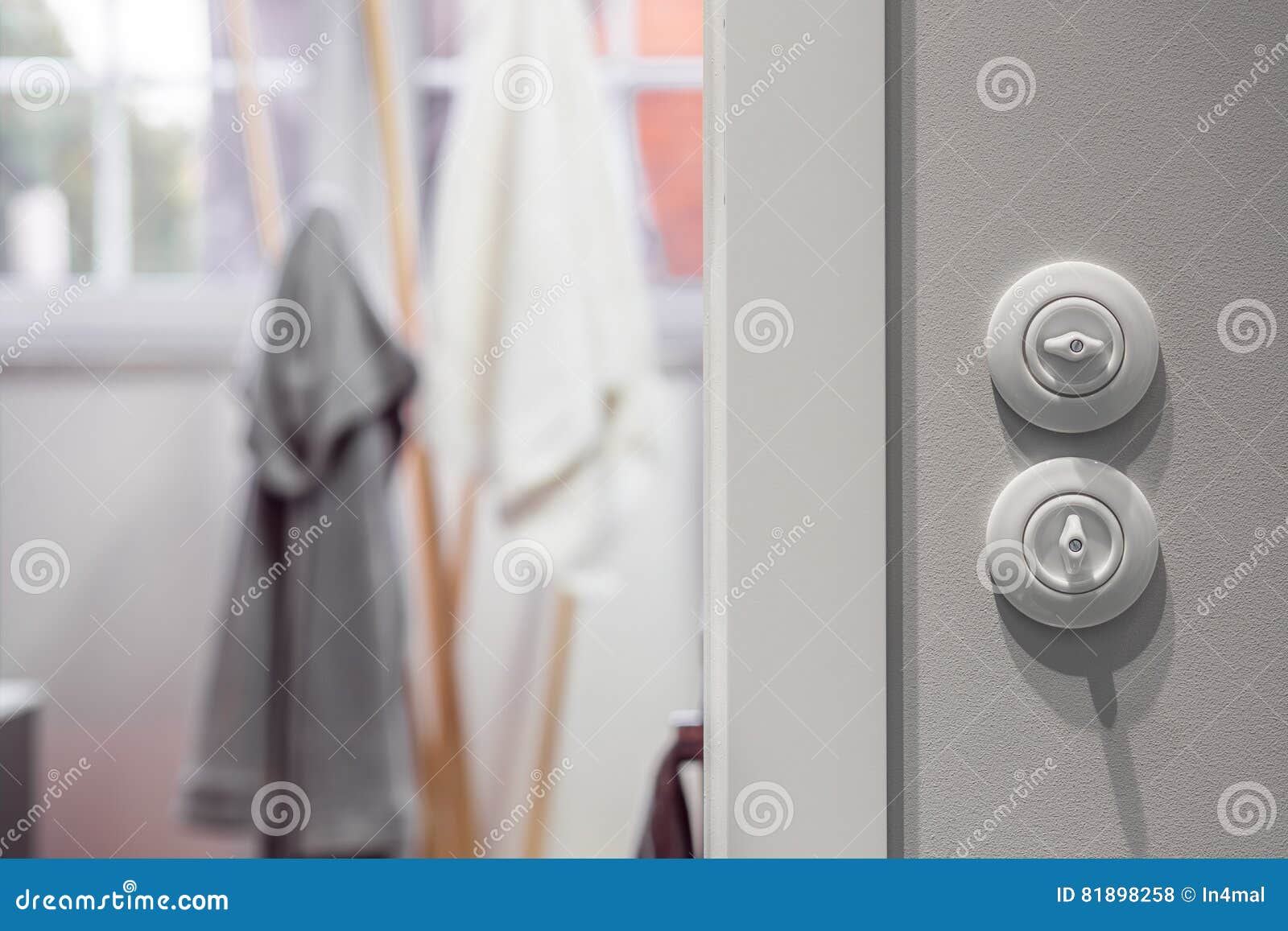 White round light switch stock photo. Image of interior - 81898258