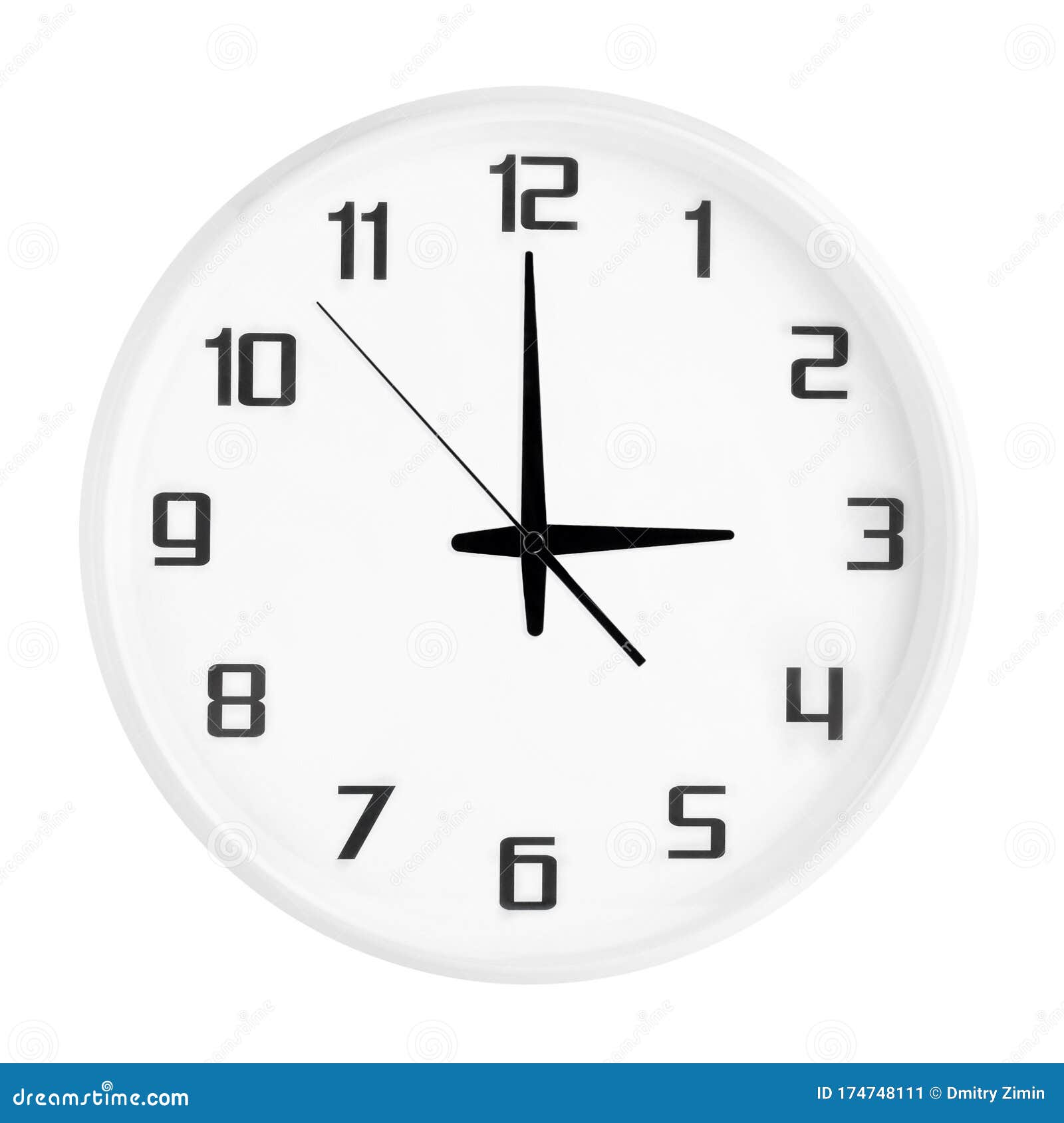 White Round Office Clock Showing Three O`clock Isolated on White ...