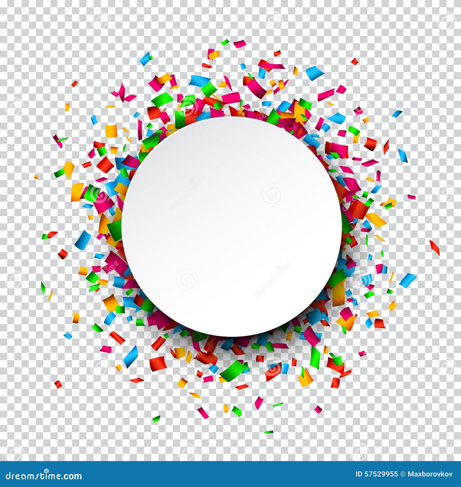 White Round Paper Note Over Confetti Stock Vector - Illustration of ...