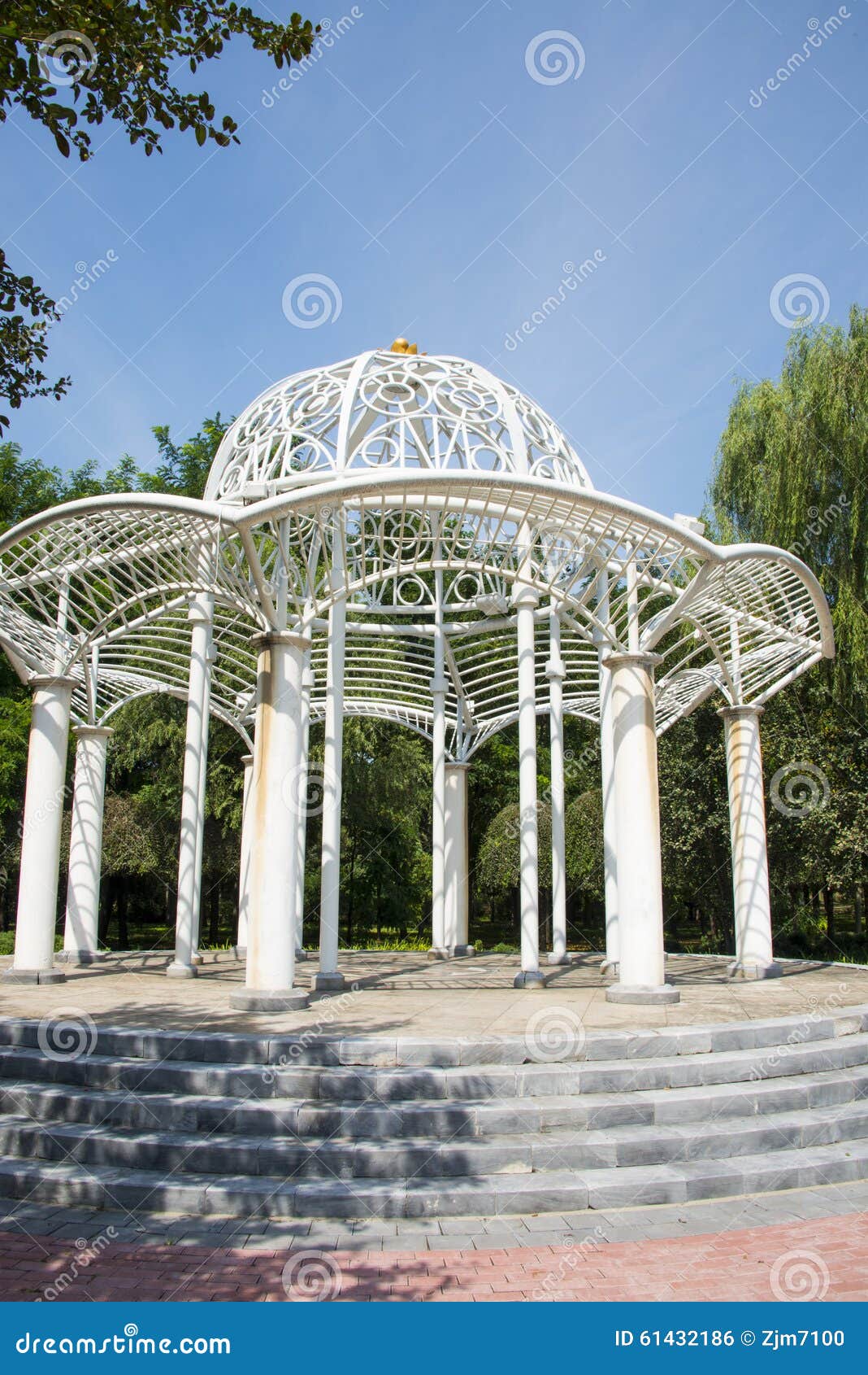 White Round Pavilion, Stone Steps Stock Photo - Image of structure ...