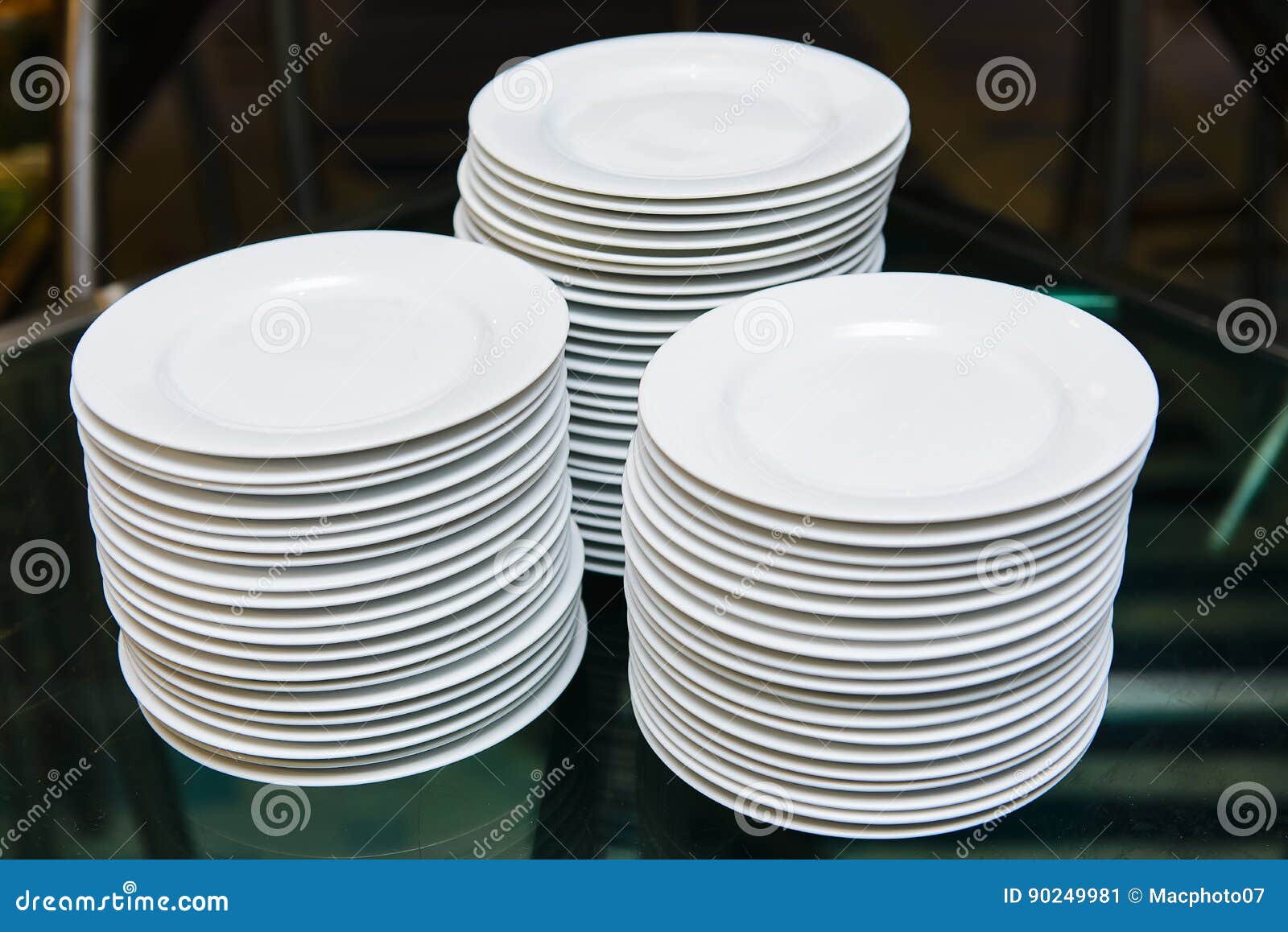 White round plates stock image. Image of pile, closeup - 90249981